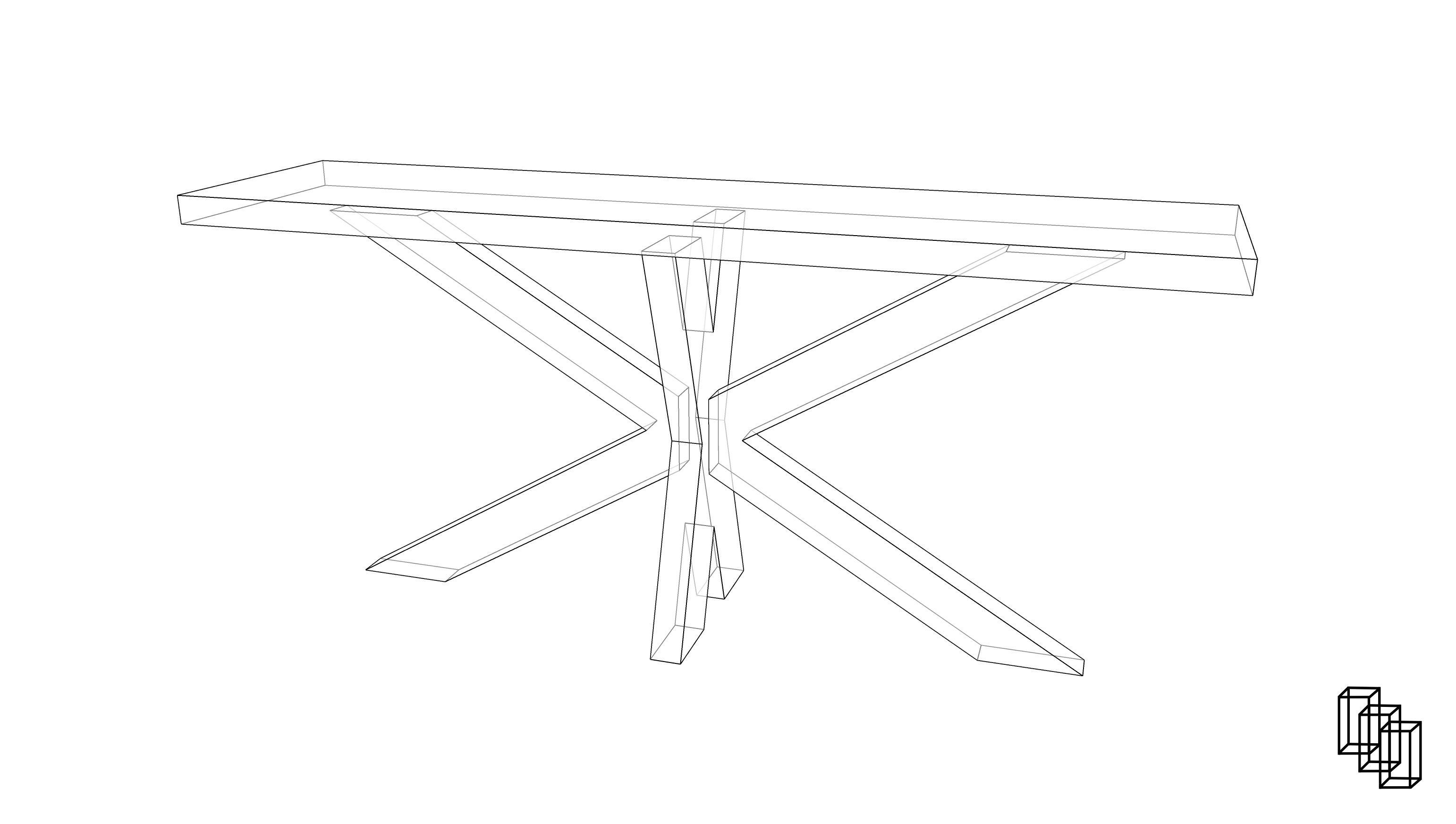 3D model 1960S FRENCH X-BASE CONSOLE TABLE VR / AR / low-poly | CGTrader