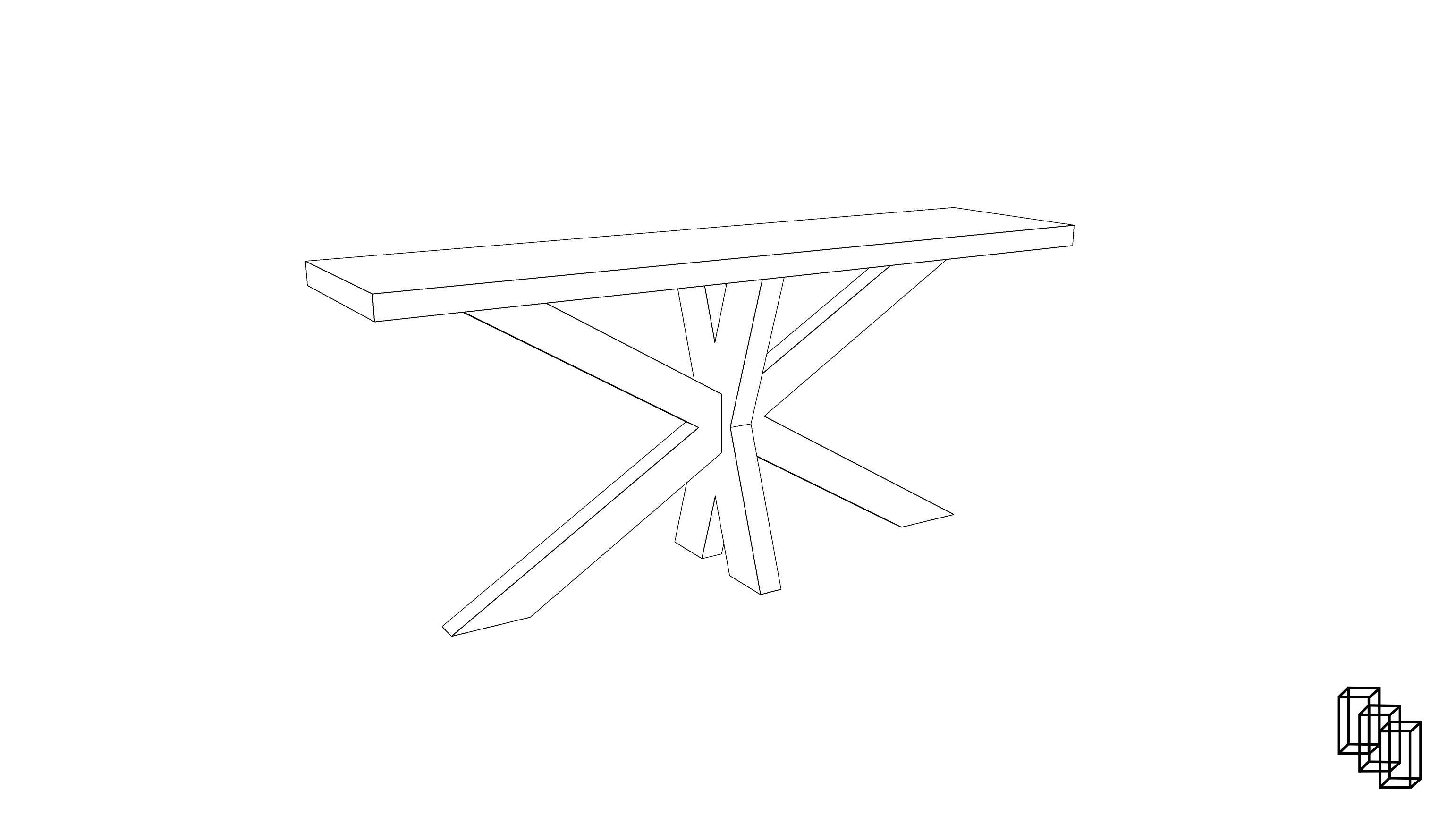 3D model 1960S FRENCH X-BASE CONSOLE TABLE VR / AR / low-poly | CGTrader