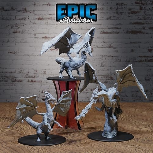 Shadow Dragon Set - DnD Tabletop Miniature 3D Model 3D model 3D ...