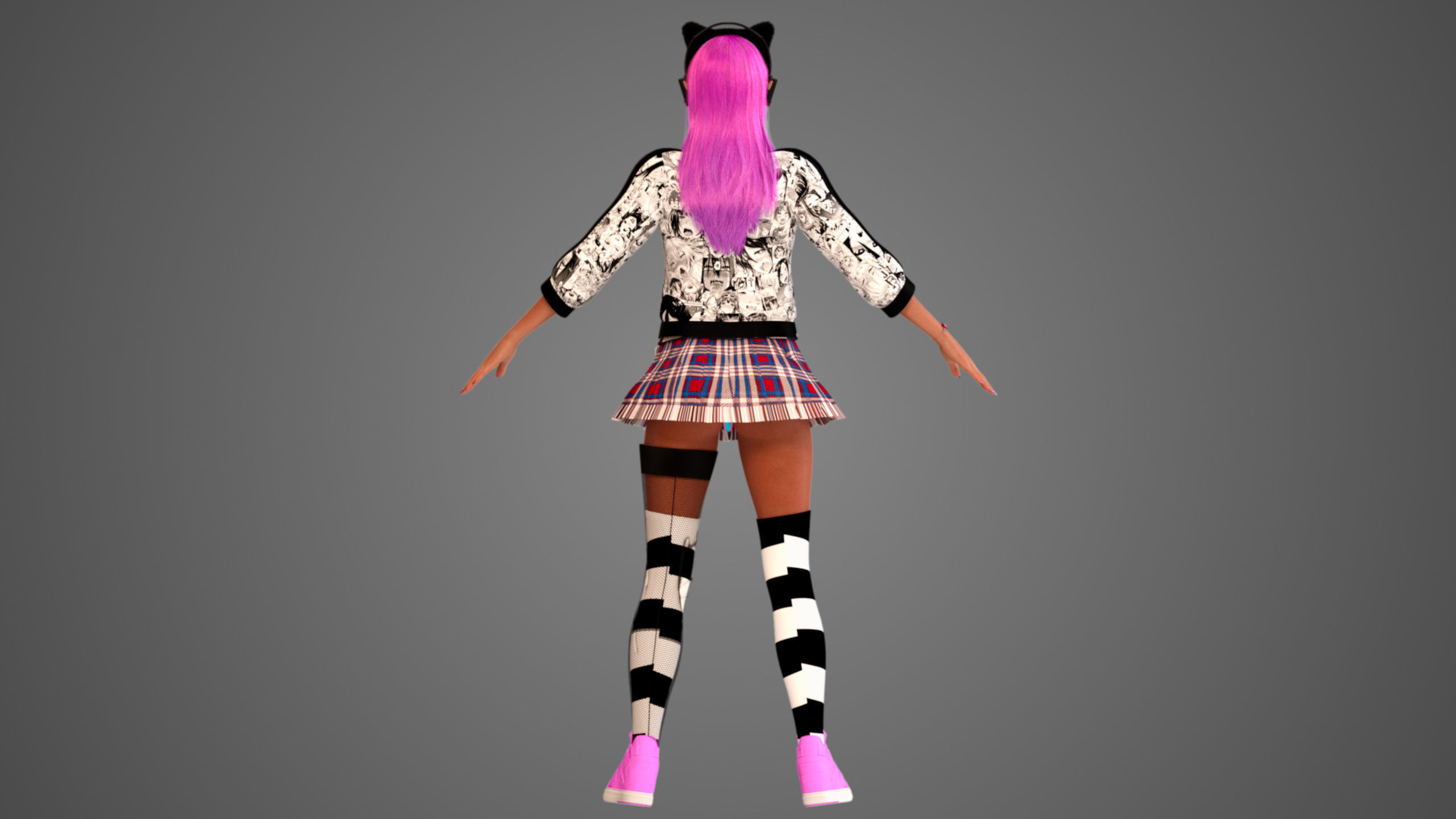 Waifu Gamer E-Girl Streamer 3D model animated rigged | CGTrader