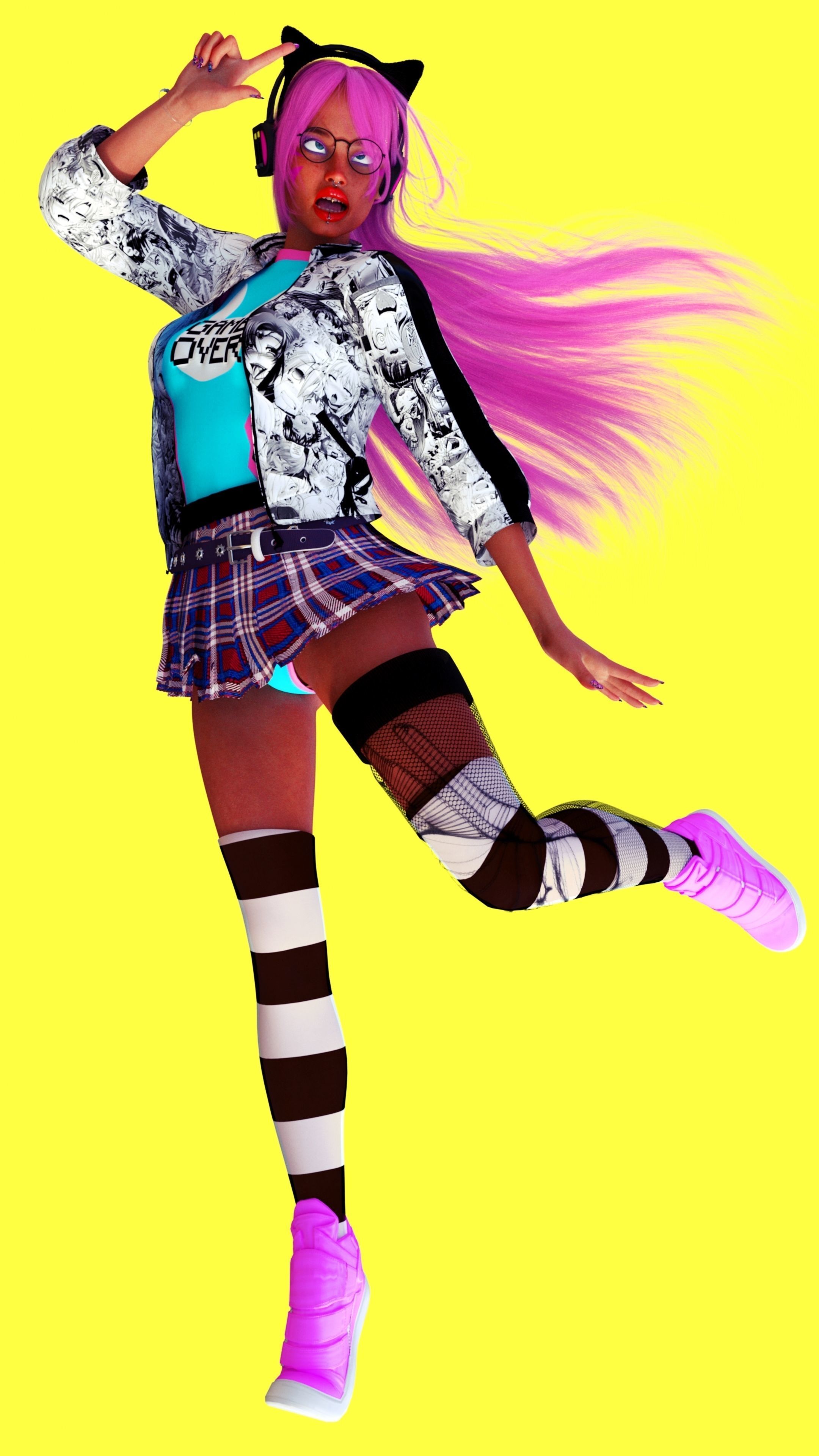 Waifu Gamer E-Girl Streamer 3D model animated rigged | CGTrader