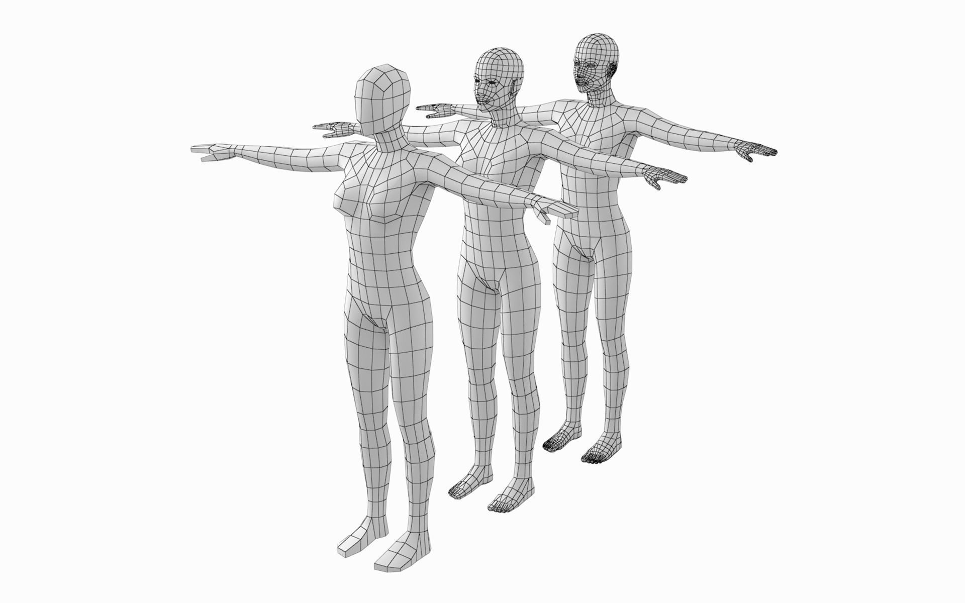 Natural Female in T-Pose Base Mesh 3D model | CGTrader