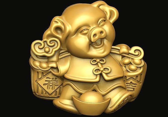 Pig pendant 3D model 3D printable | CGTrader