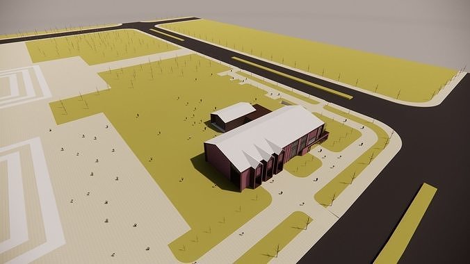 the modern red brick museum 3D model | CGTrader