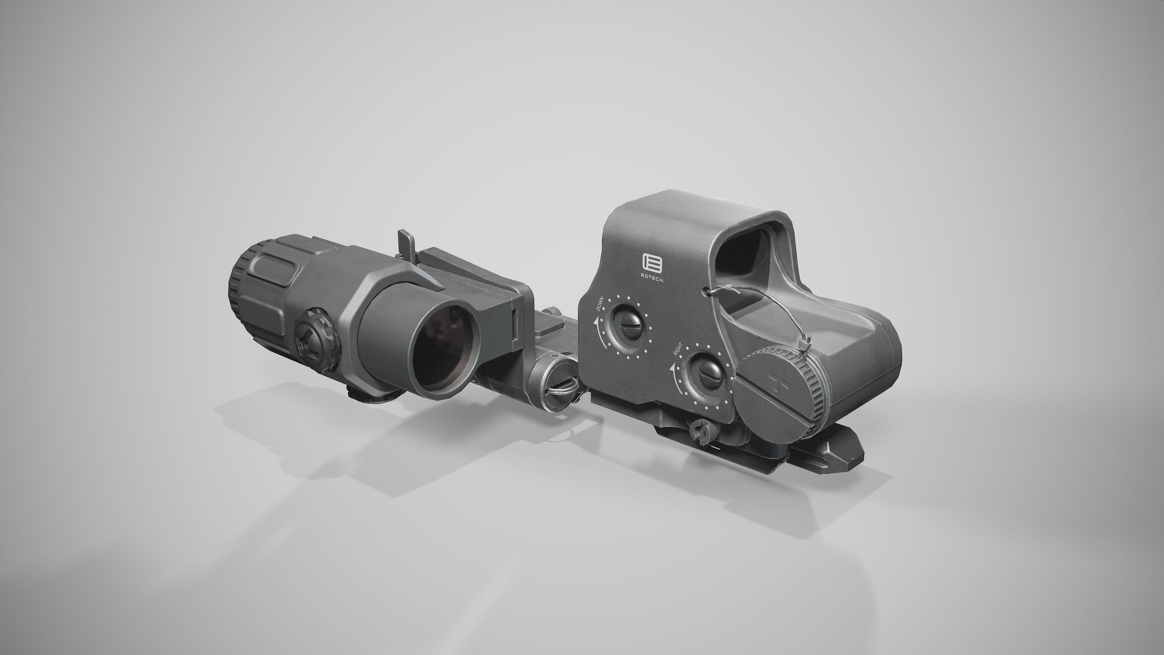 3D model Eotech HHS with magnifier and wilcox mount lopoly 3d model VR / AR / low-poly | CGTrader