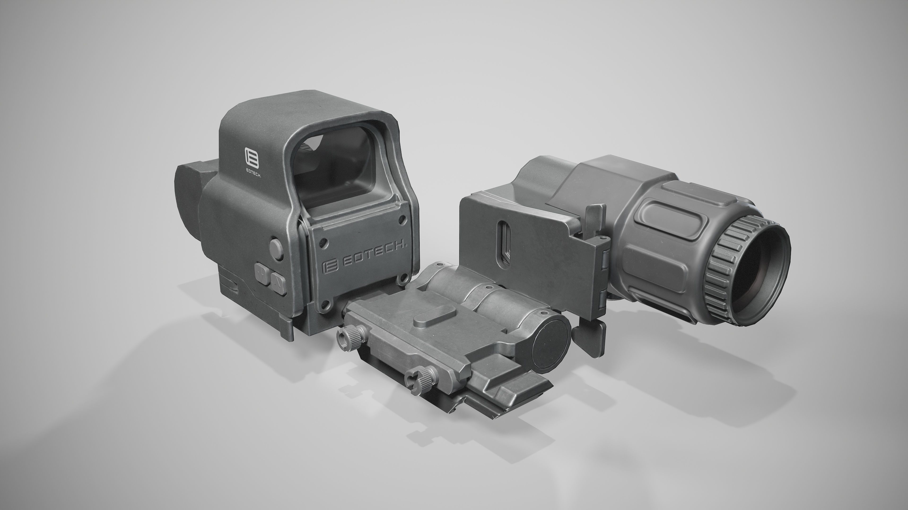 3D model Eotech HHS with magnifier and wilcox mount lopoly 3d model VR / AR / low-poly | CGTrader