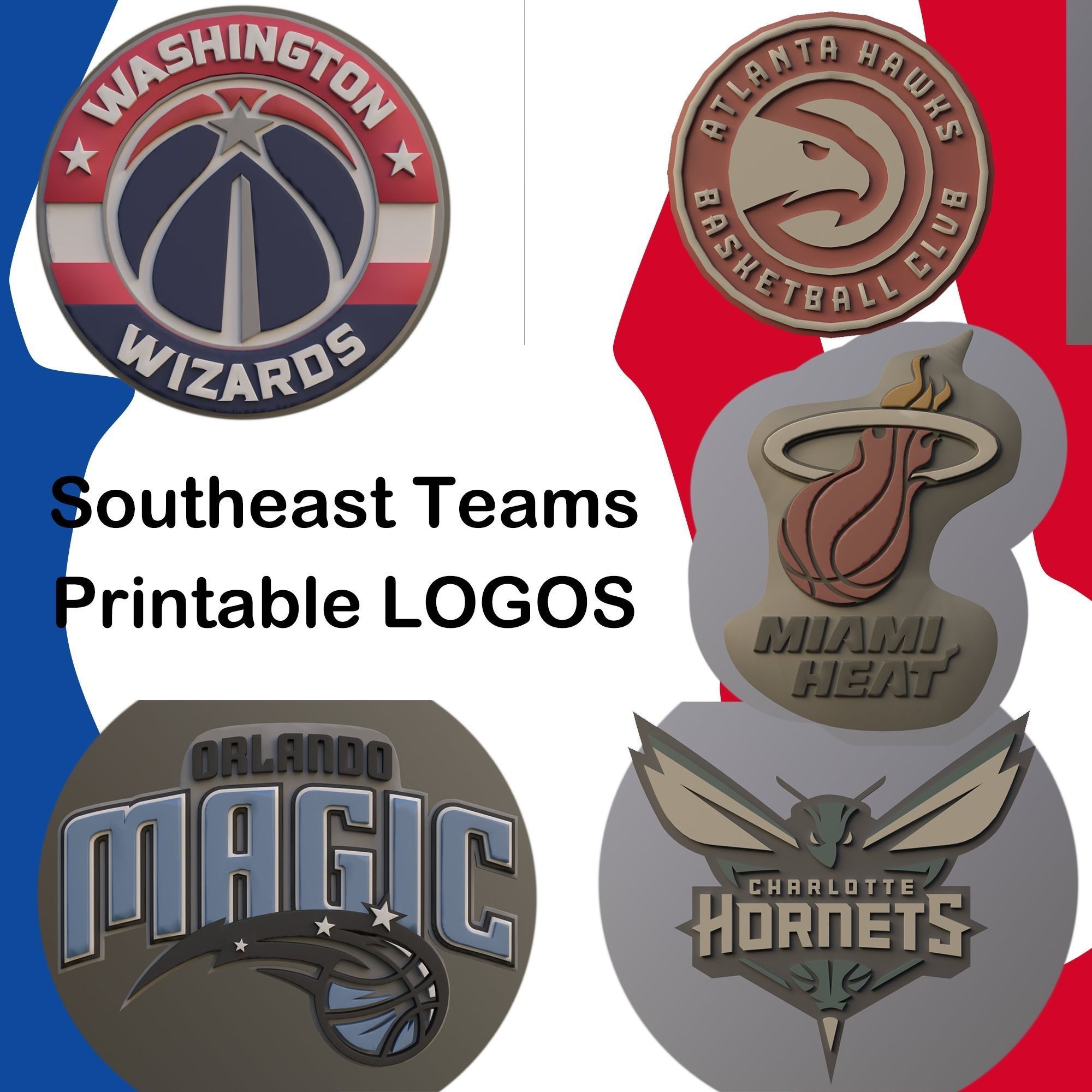 USA Southeast Basketball Teams Printable LOGOS 3D model 3D printable ...