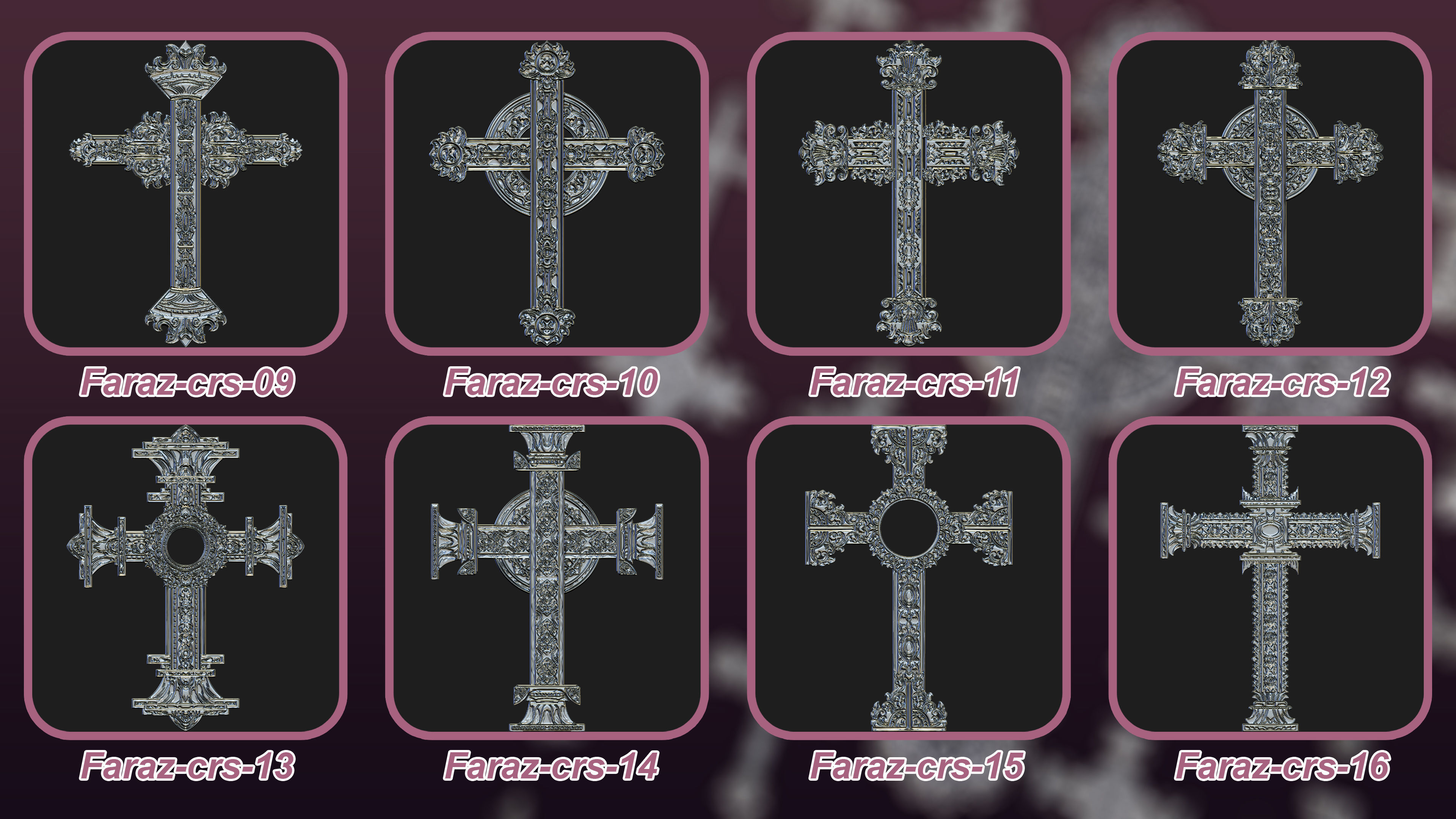 20 Christian Cross 3D Model alpha and Brush V2 3D model | CGTrader