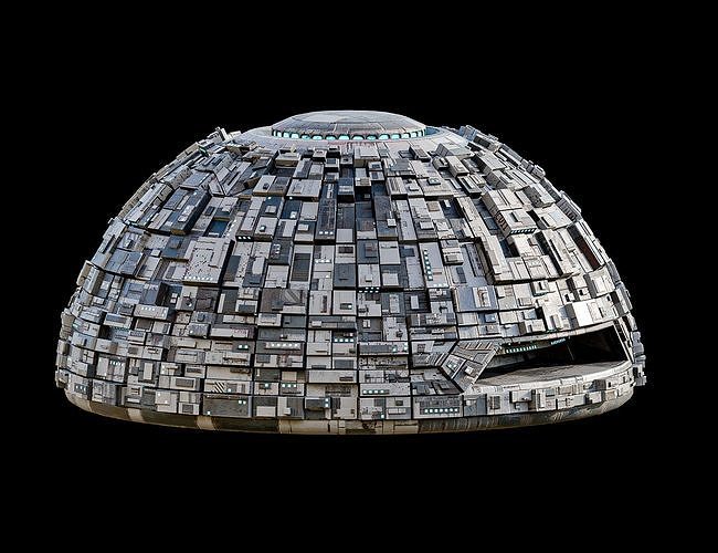 3D model Sci-Fi Base SemiSphere Sphere Hemisphere Lowpoly VR / AR / low ...