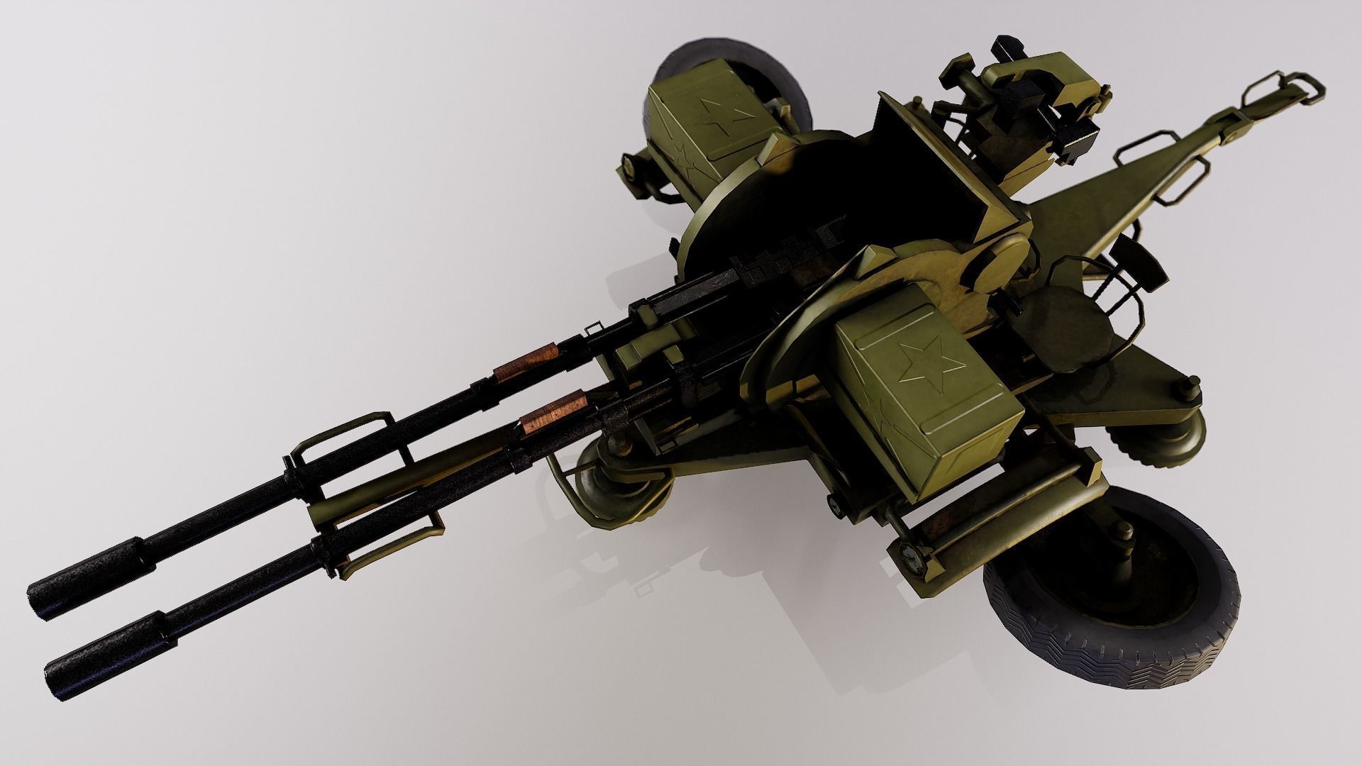 3D model 23-mm twin anti-aircraft gun ZU-23 1960 VR / AR / low-poly | CGTrader
