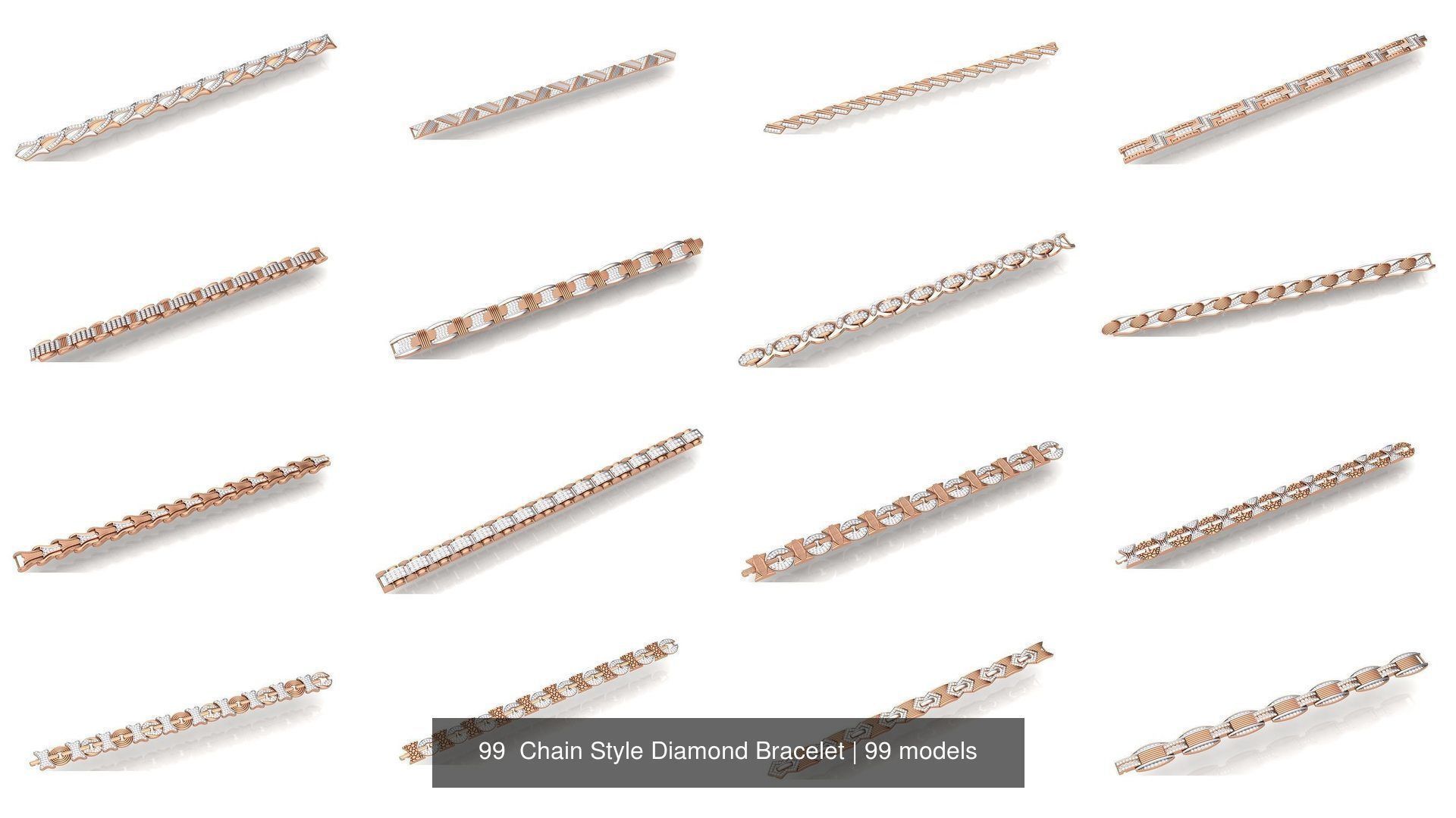 99 Chain Style Diamond Bracelet 3D Model Collection | CGTrader
