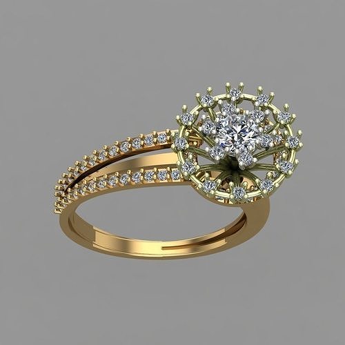 Triple Story Diamond Gold 3D Ring Print Model 3D model 3D printable ...