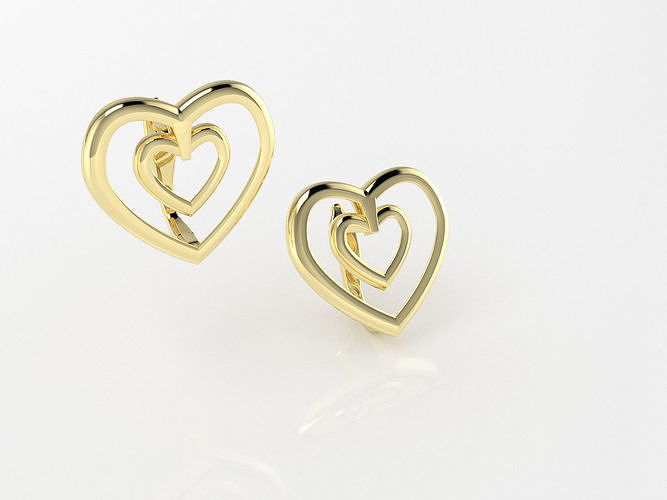 Heart earrings ready to print 3D model 3D printable | CGTrader