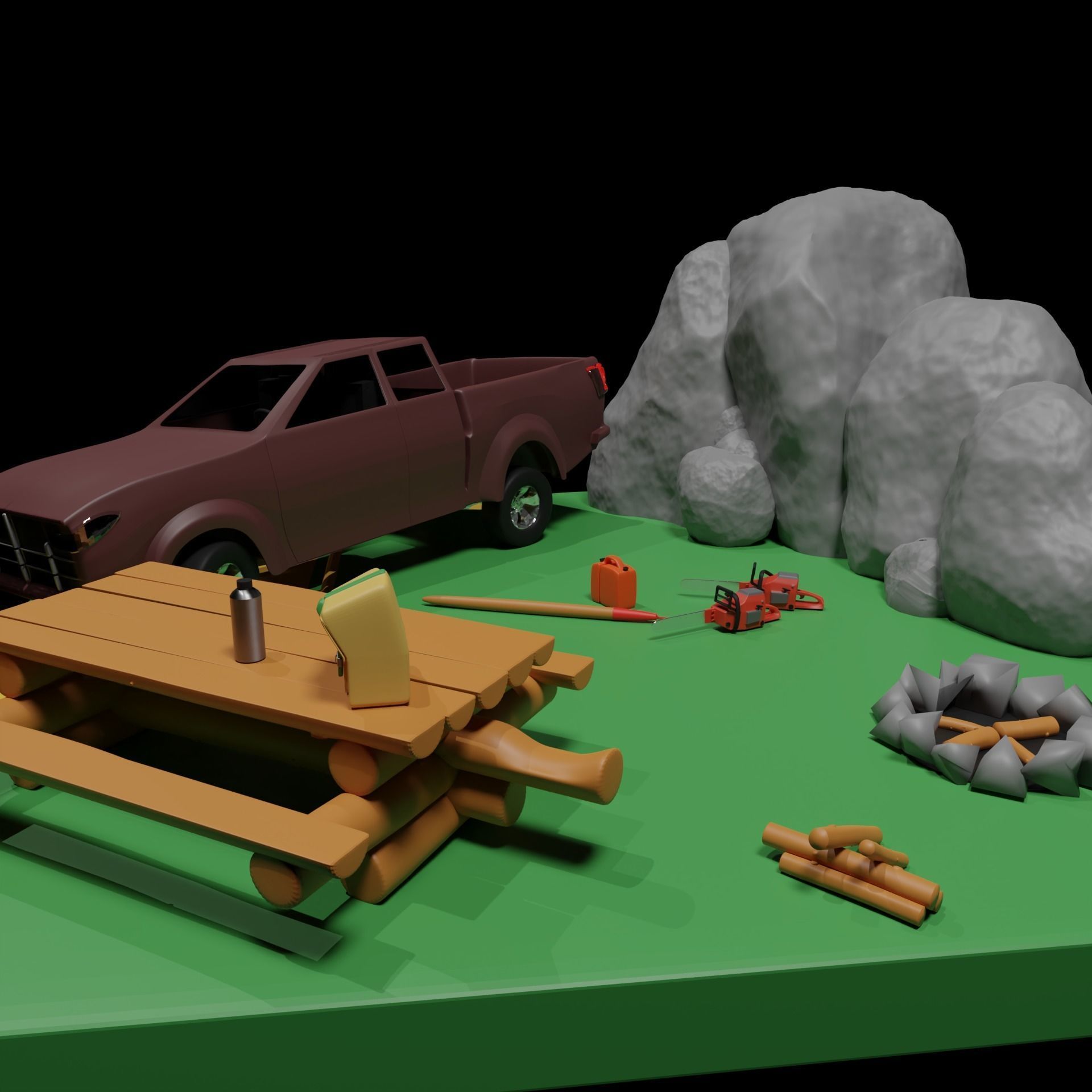 3D model Lumberjack scene VR / AR / low-poly | CGTrader