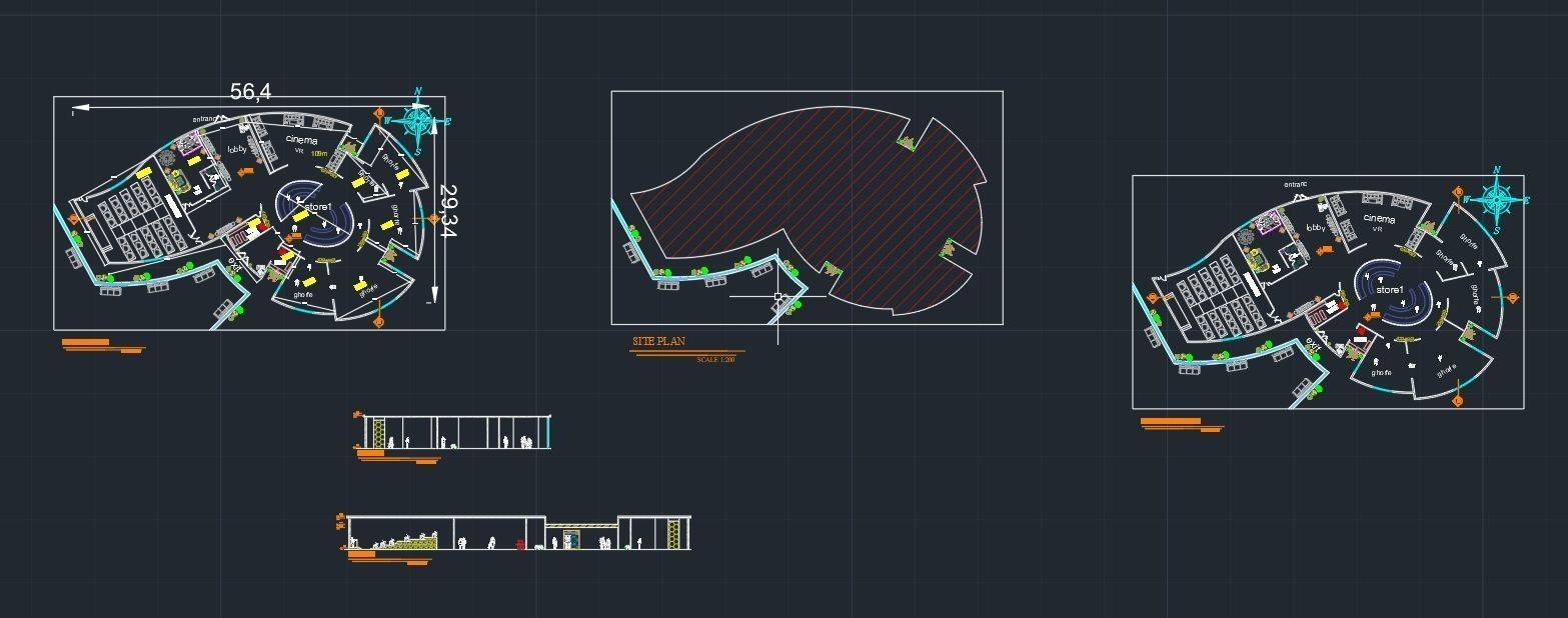 Cinema project plan 2d and 3D Model 3D model | CGTrader