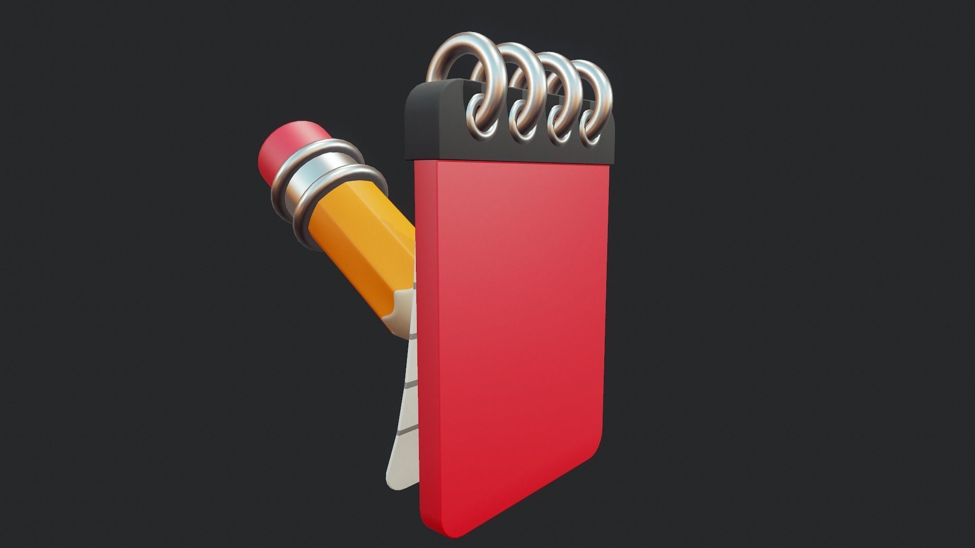 Pencil and Notebook Icon - Tutorial Included 3D model | CGTrader