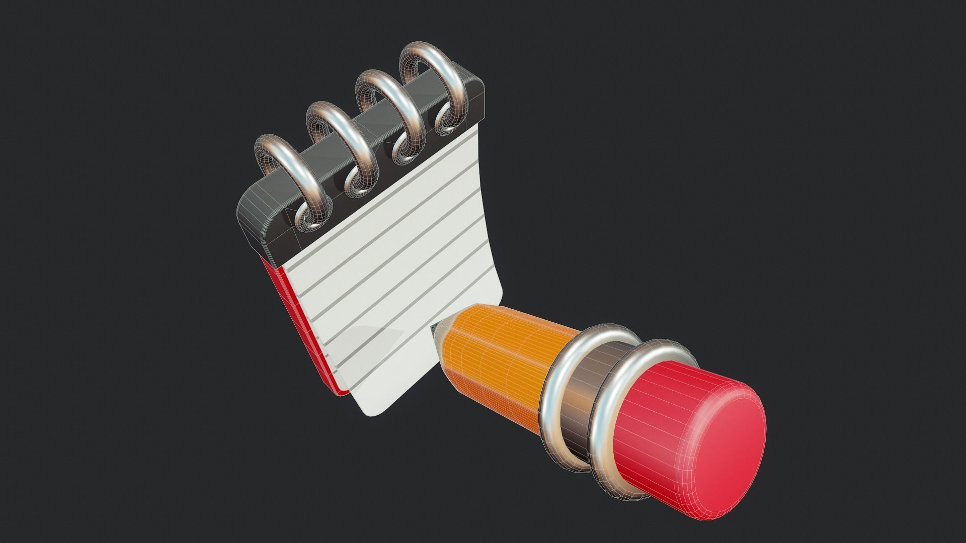 Pencil and Notebook Icon - Tutorial Included 3D model | CGTrader