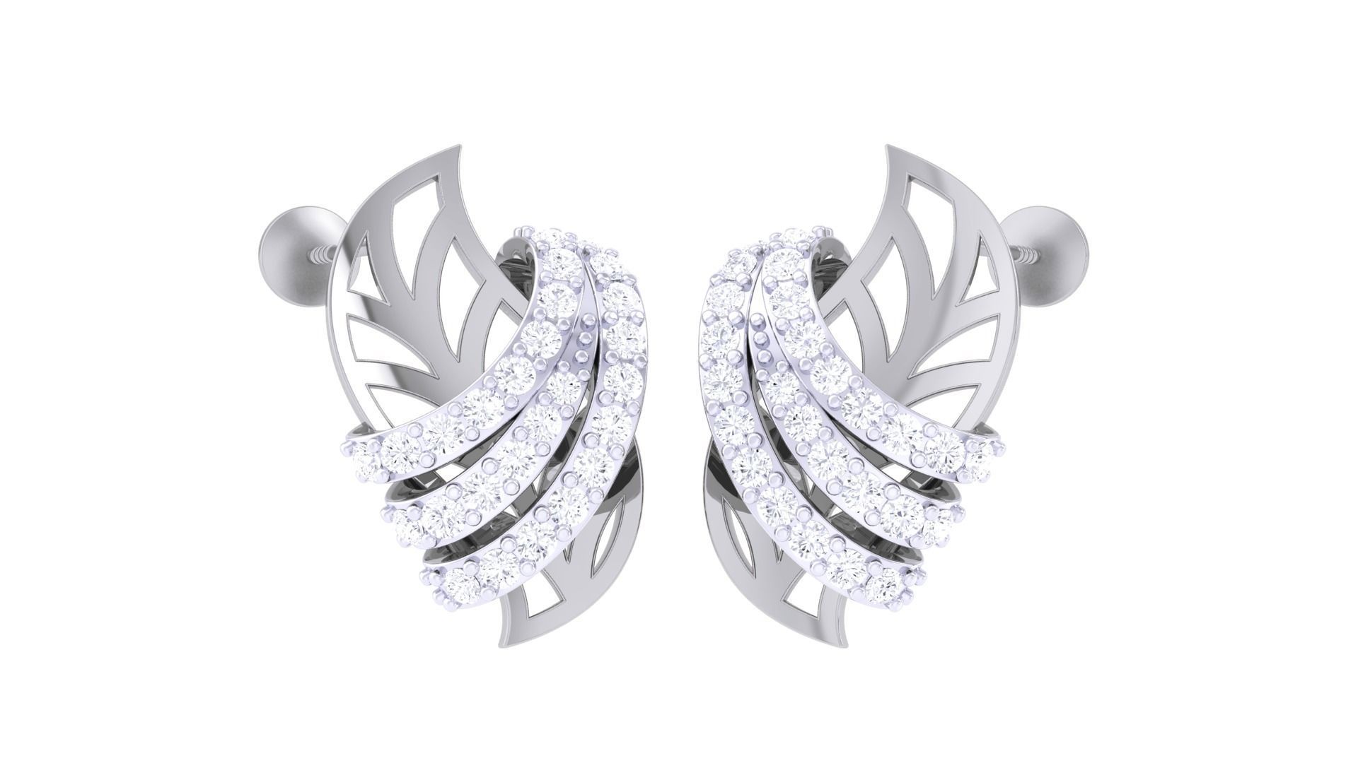 Women studs Earrings 3dm stl 3mf obj glb gltf mtl render detail 3D ...