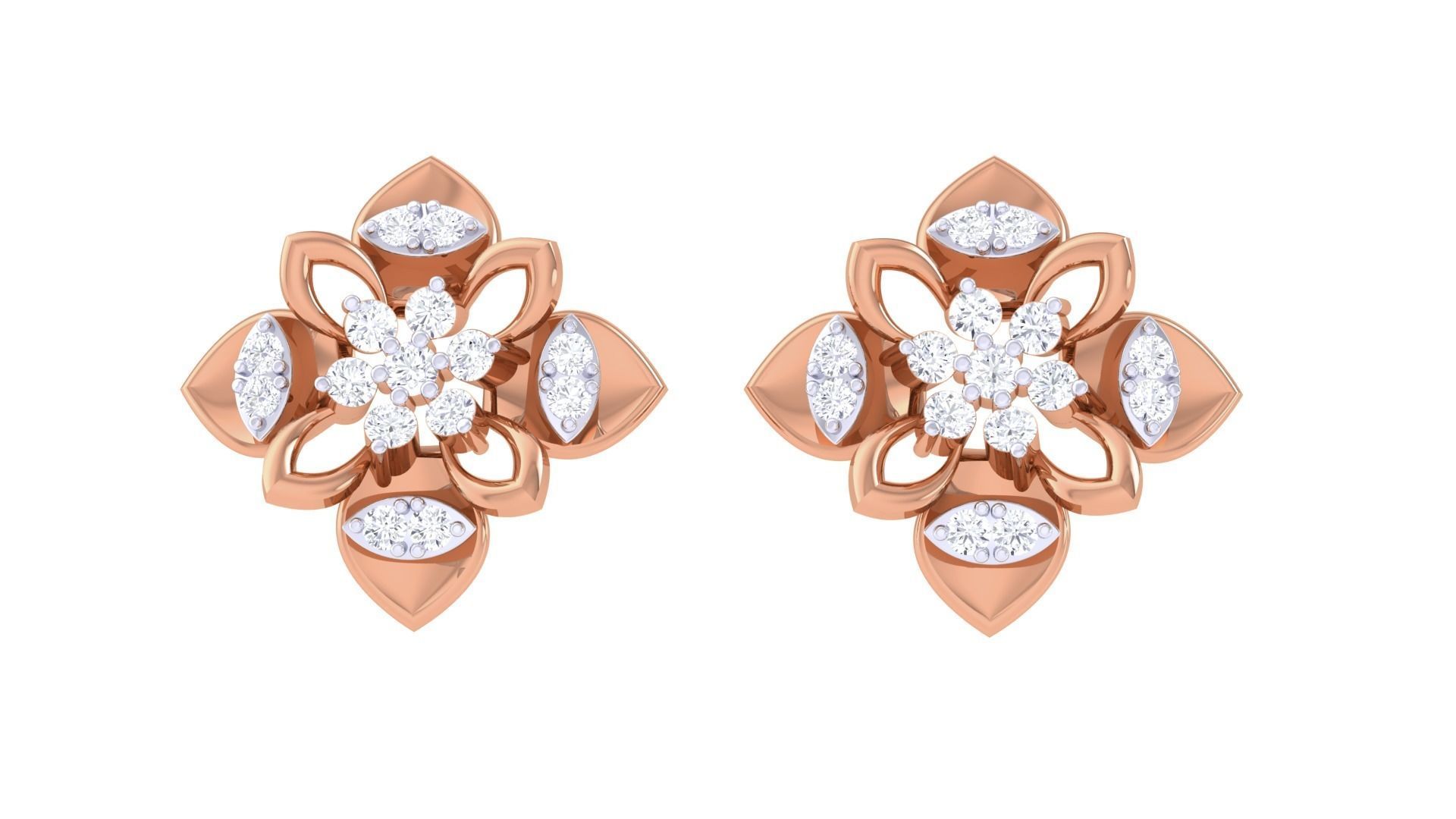 Flower Women studs Earrings 3dm stl 3mf obj glb gltf mtl render 3D model 3D printable | CGTrader