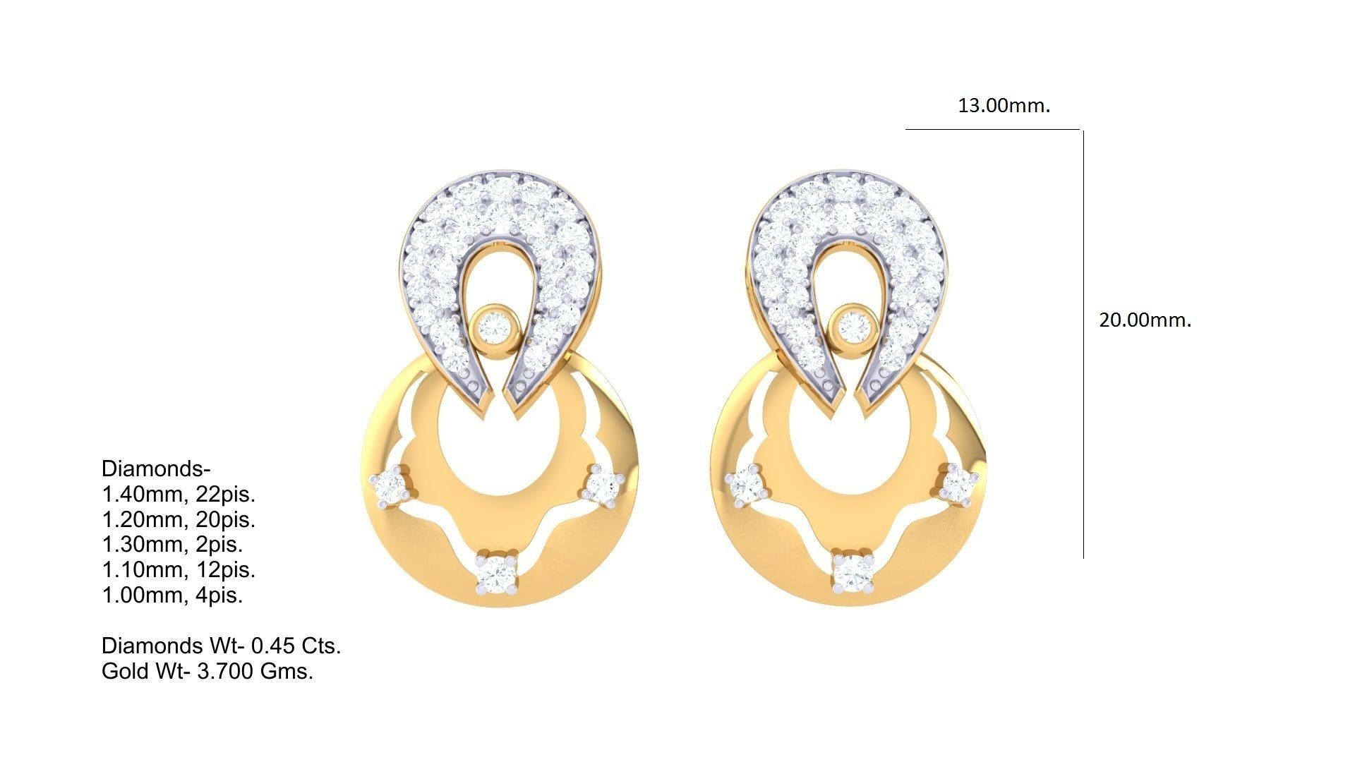 Women studs Earrings 3dm stl 3mf obj glb gltf mtl render detail 3D ...