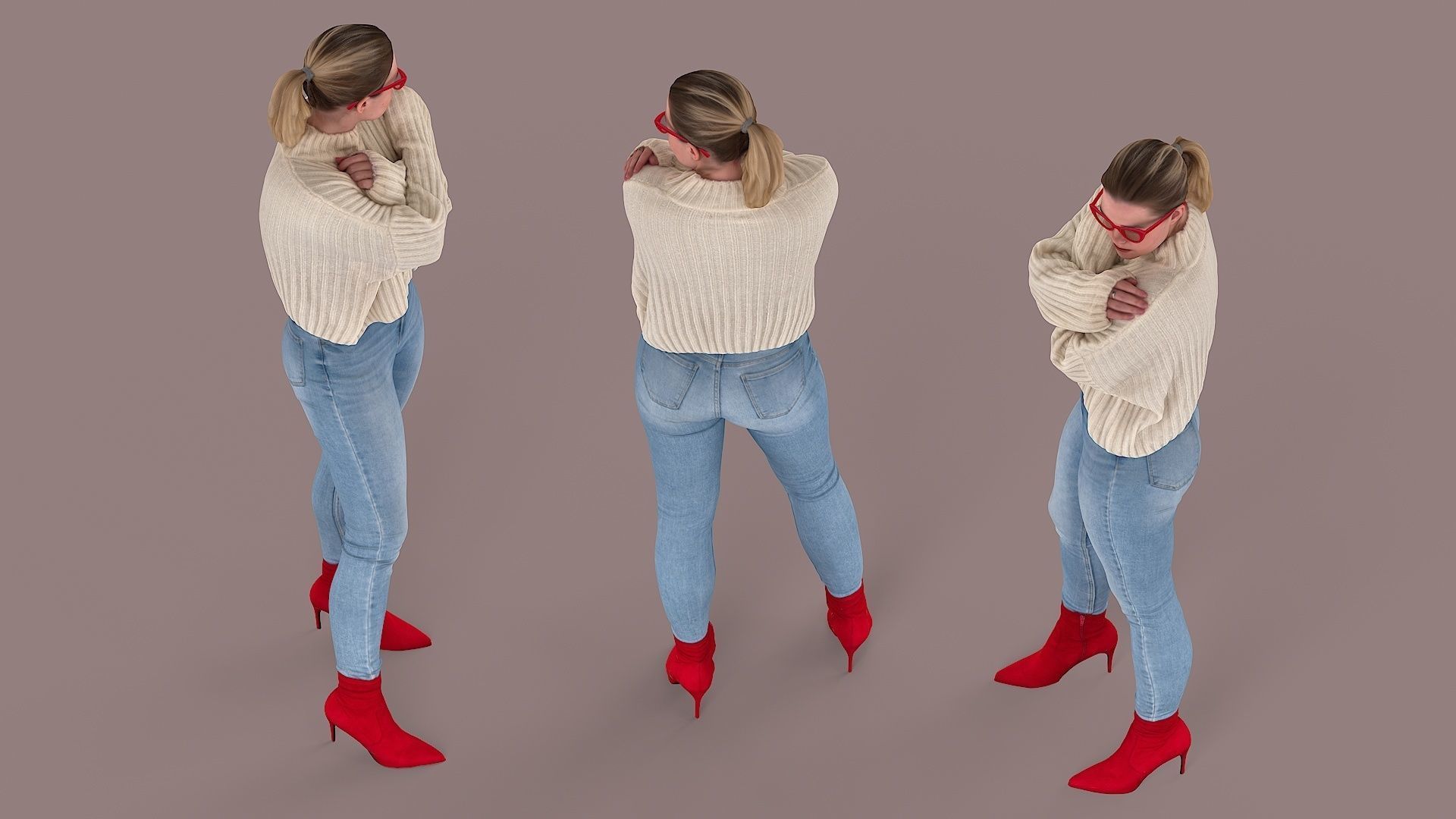 Chilly Days Vibrant Chic Standing Girl 3D model | CGTrader