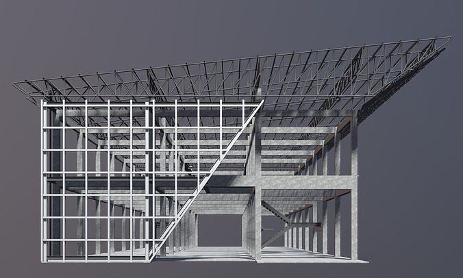 Building in structural frame 3D model | CGTrader