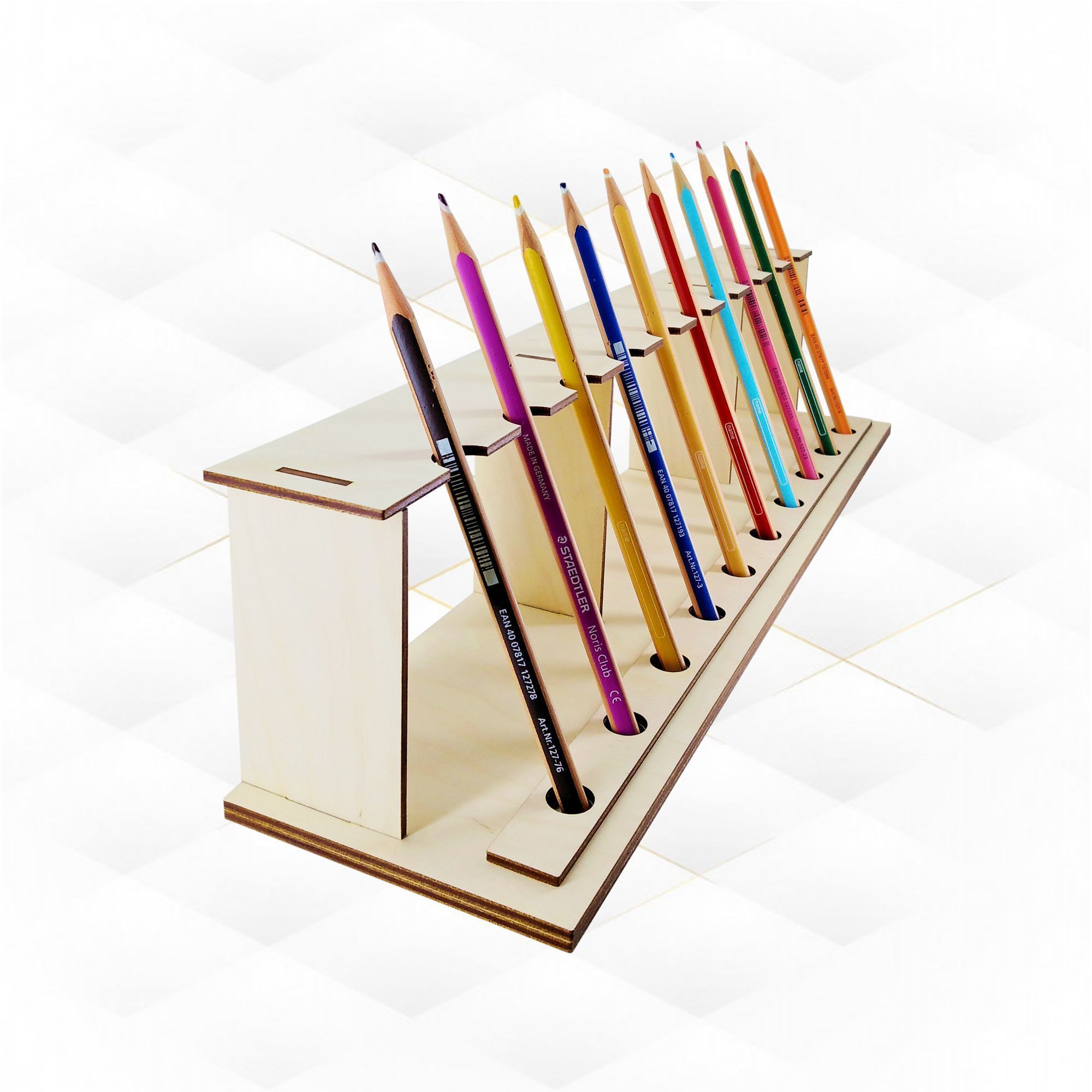 Stand holder for 10 pens design laser cut 3D model 3D printable | CGTrader