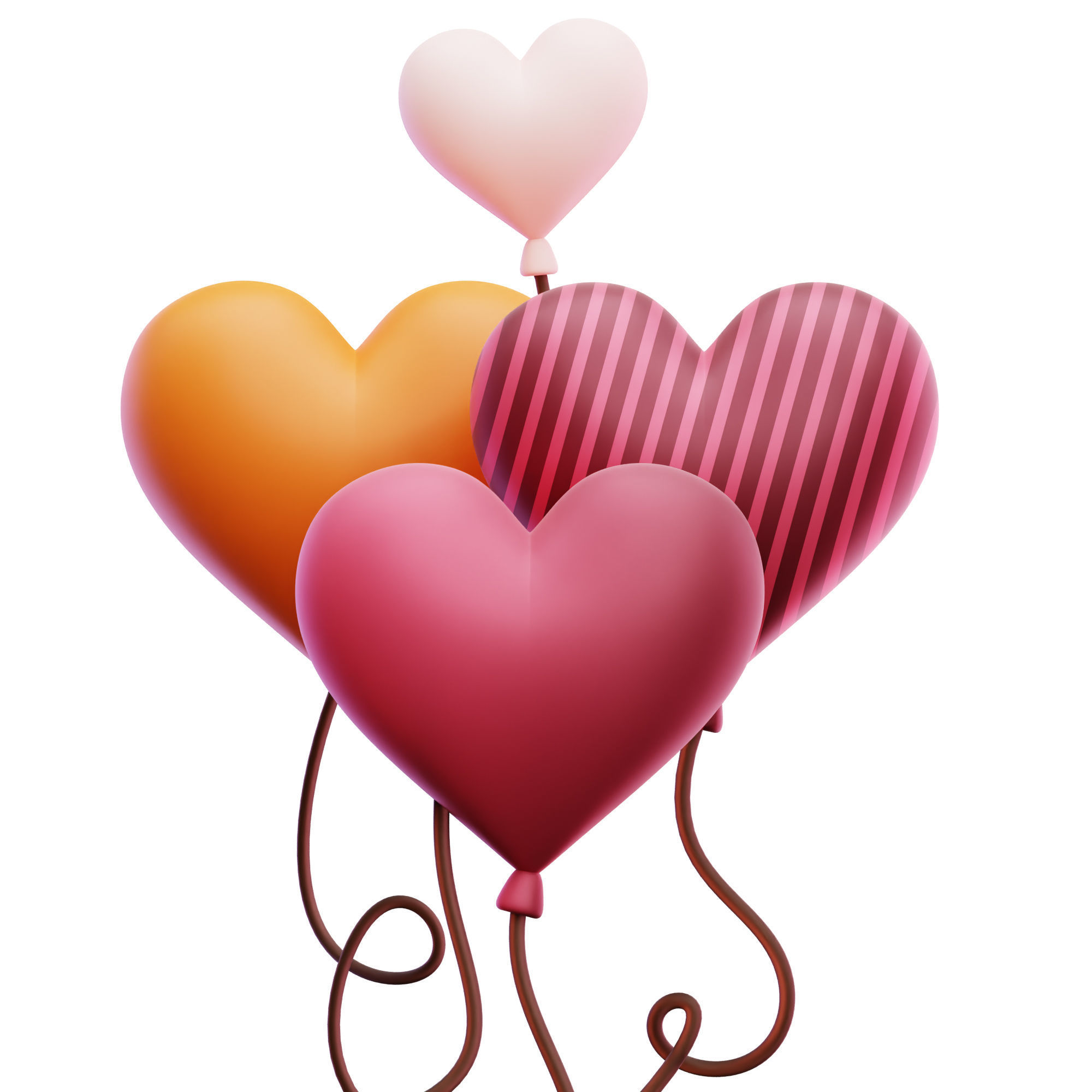3D model Heart Balloons 3D Icon VR / AR / low-poly | CGTrader