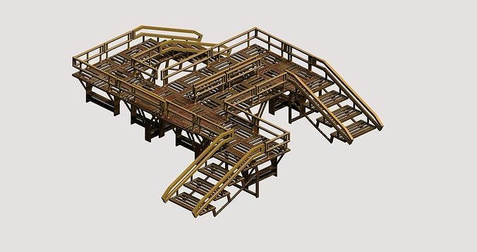 3D model Modular game asset stair platform VR / AR / low-poly | CGTrader