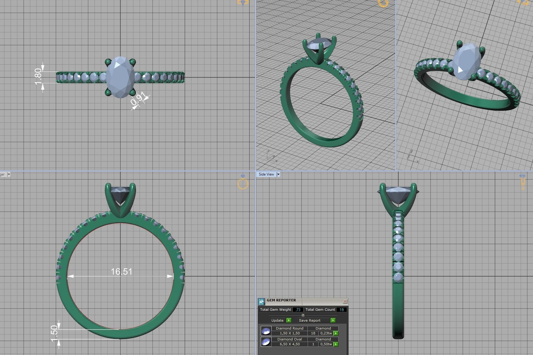 Solitaire Engagement Ring 50 pointer Oval Stone Cad model 3D model 3D ...