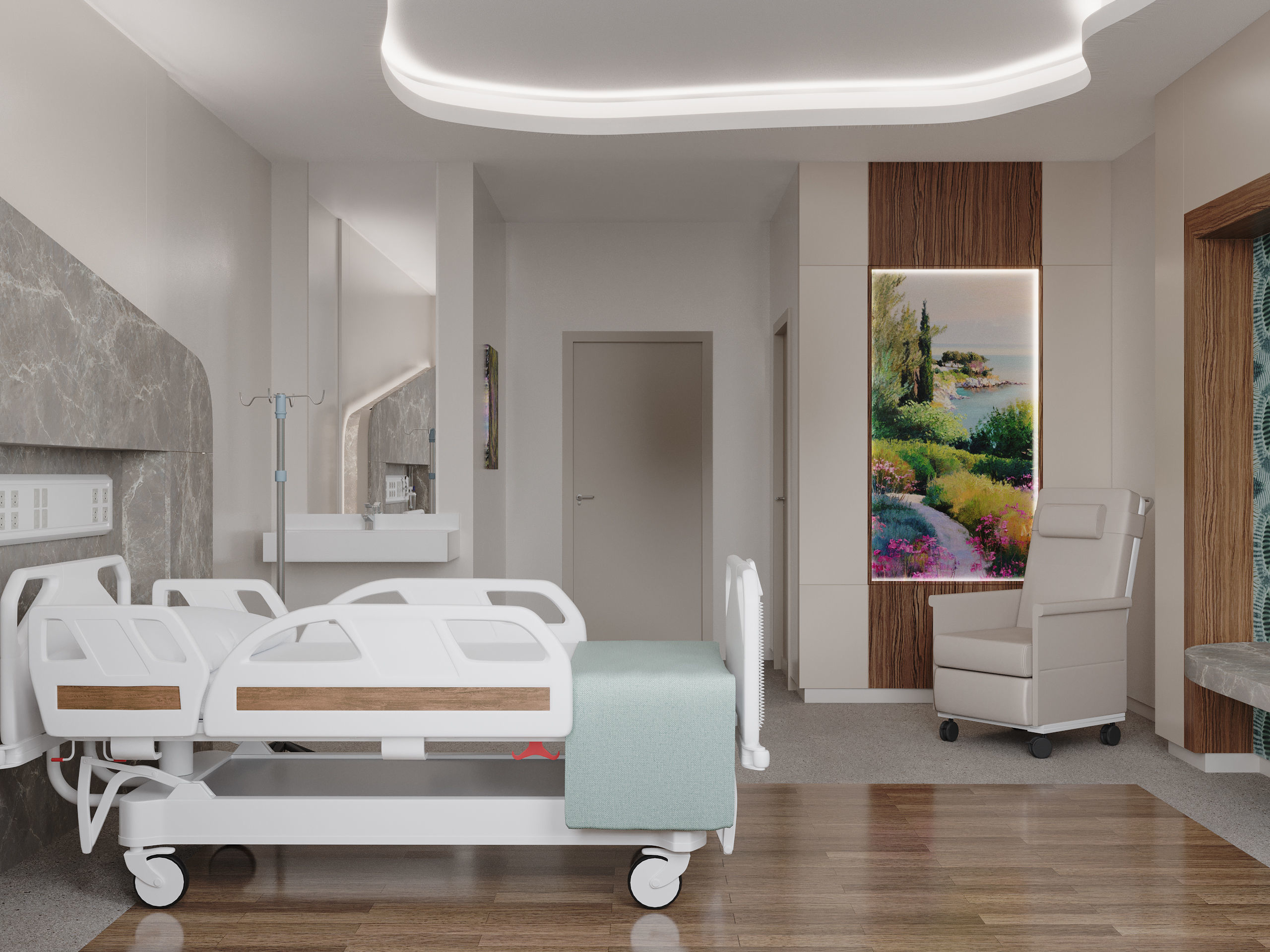 3D model 3D Hospital Patient Room VR / AR / low-poly | CGTrader
