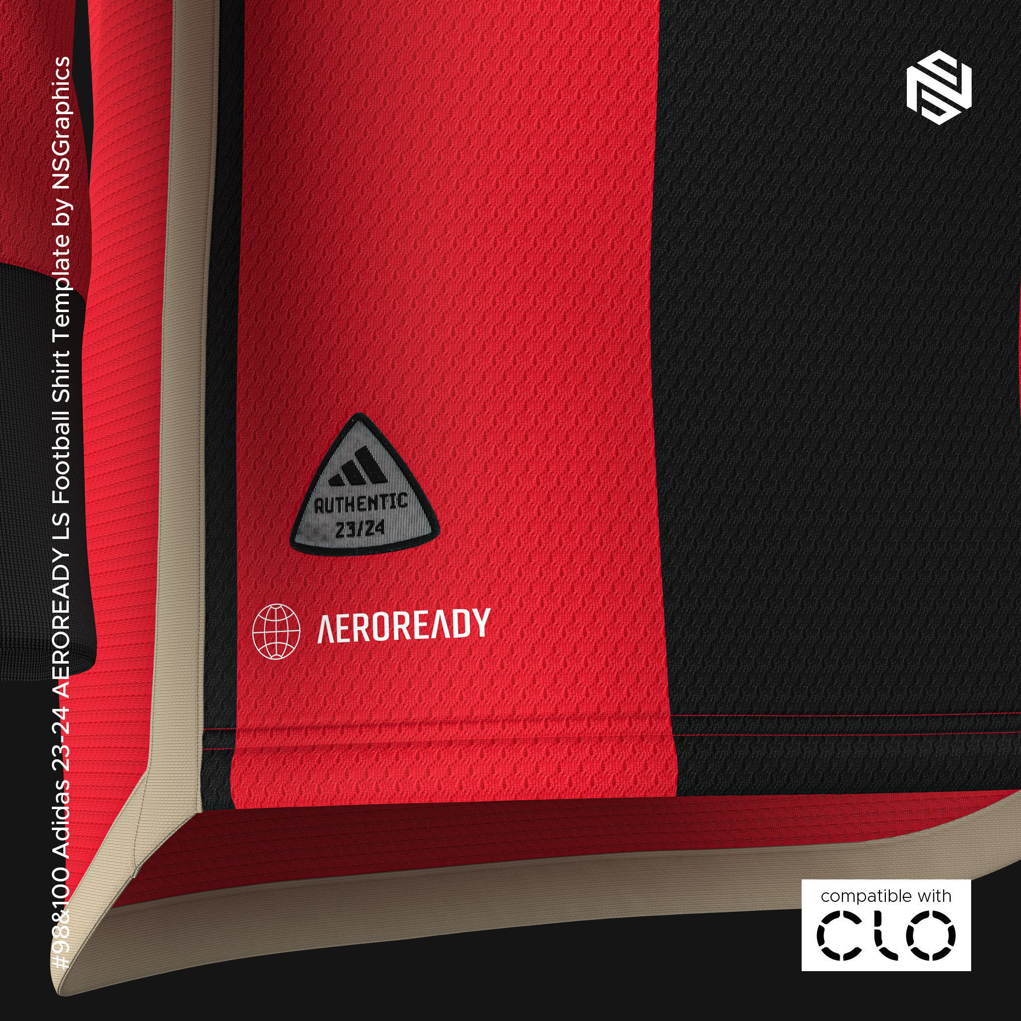 Adidas 23-24 AEROREADY LS Football Shirt Template for CLO 3D 3D model ...