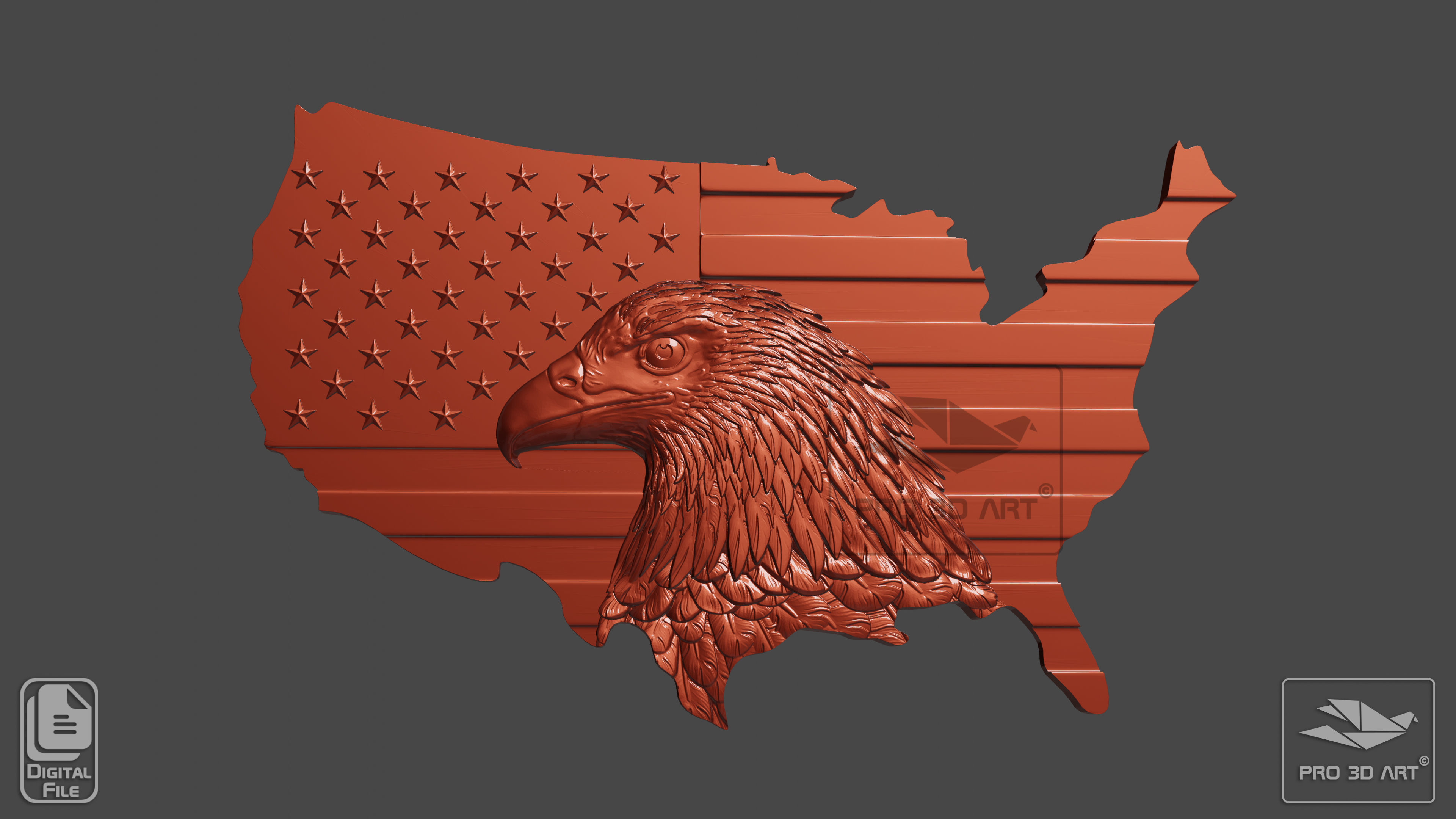 USA Map and Flag - Eagle - CNC Files For Wood - 3D STL Model 3D model ...