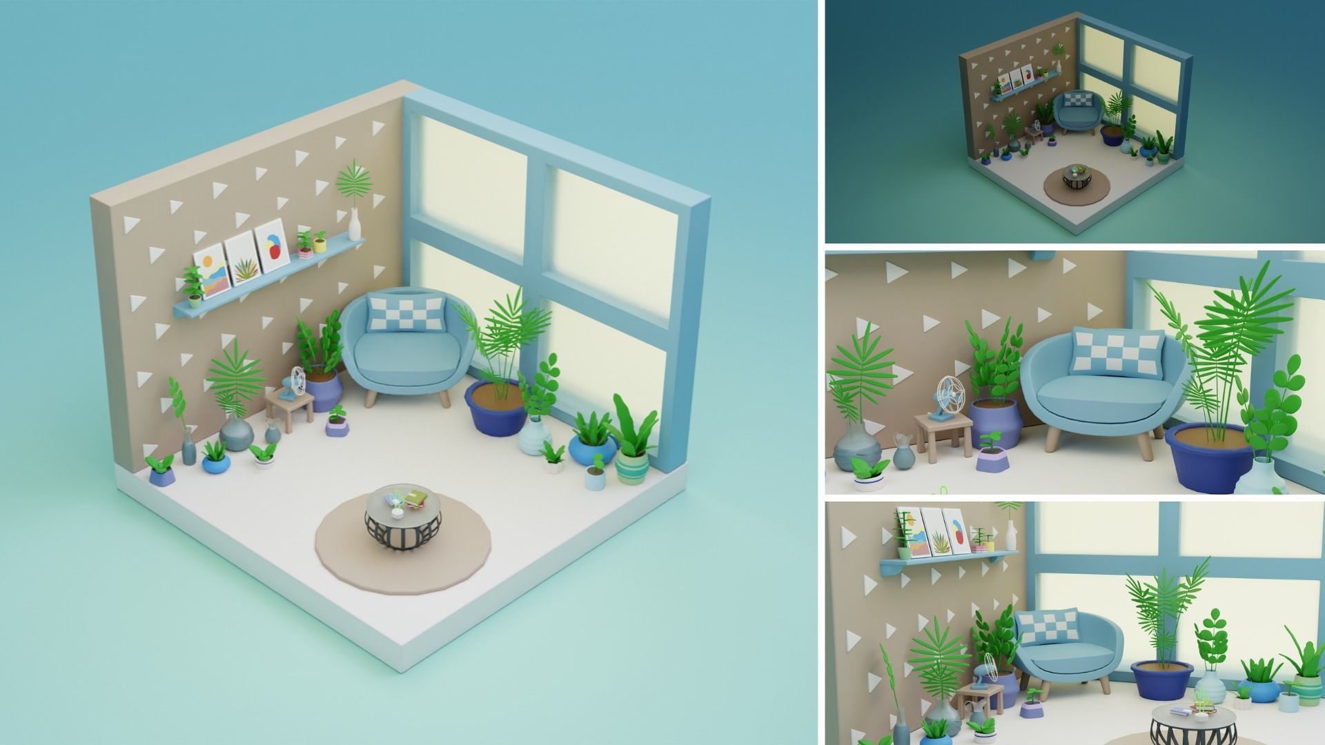 3D model Cozy Cartoon Rooms Interior VR / AR / low-poly | CGTrader