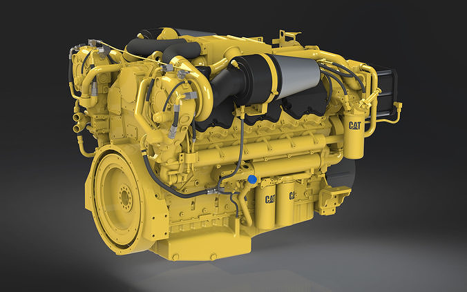 3D model Caterpillar C32 ACERT V12 diesel engine VR / AR / low-poly ...