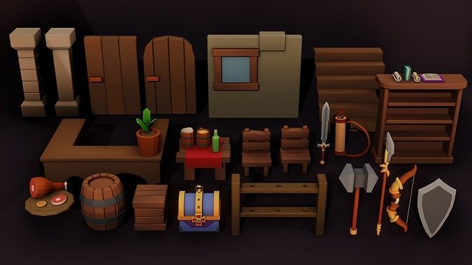 3D model Tavern Low poly models VR / AR / low-poly | CGTrader