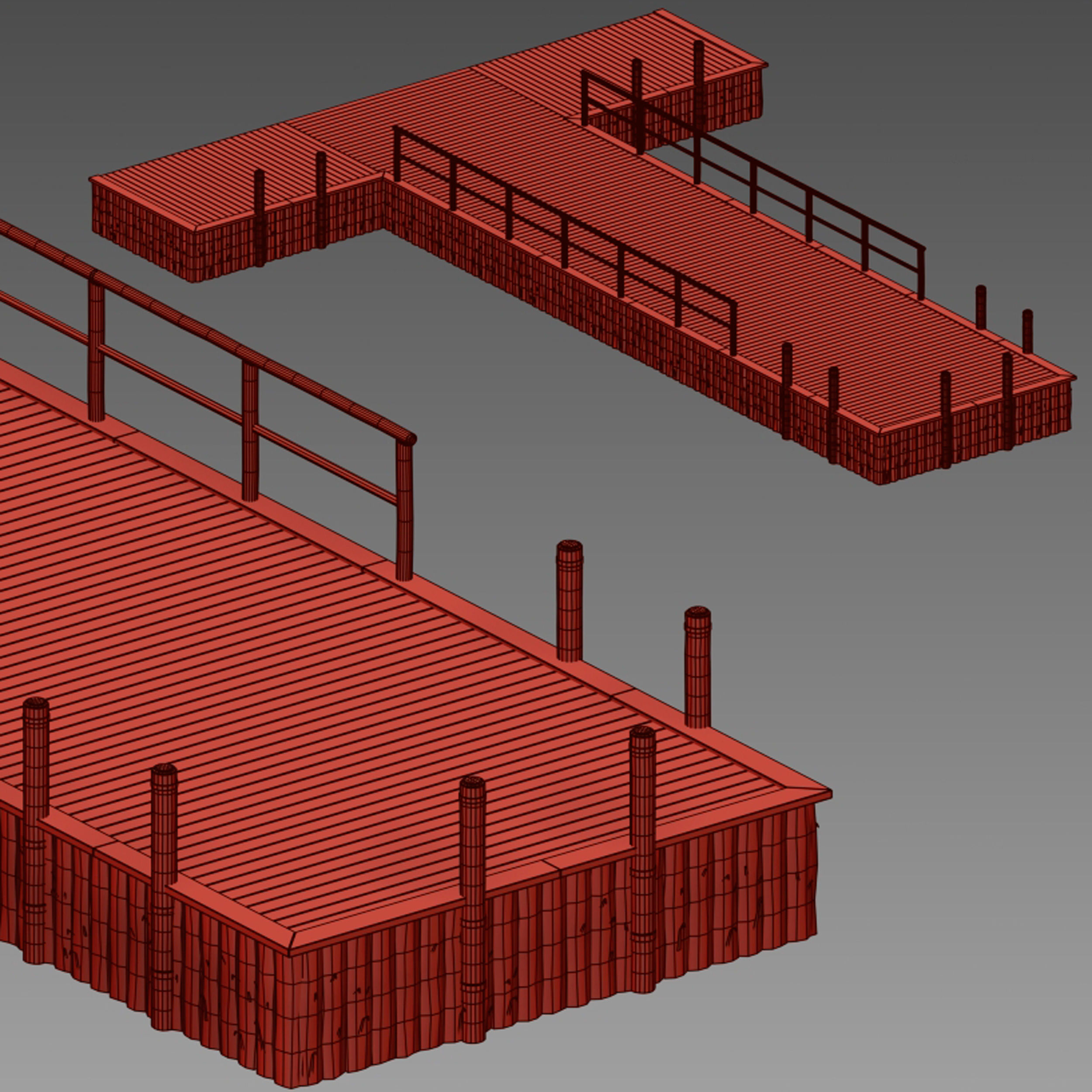Wooden river pier 3D model | CGTrader