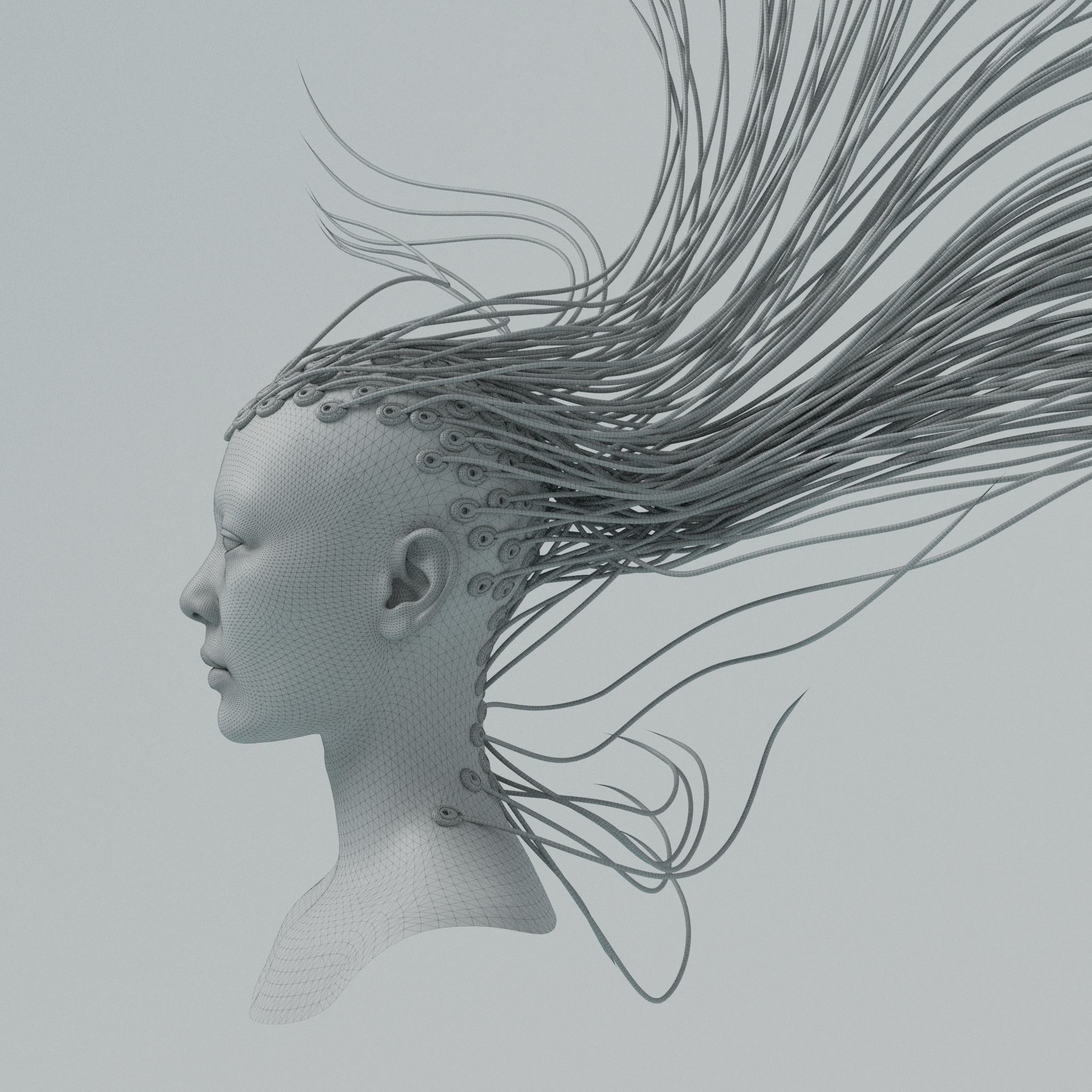 Cyborg Bionic Hair 3D model | CGTrader