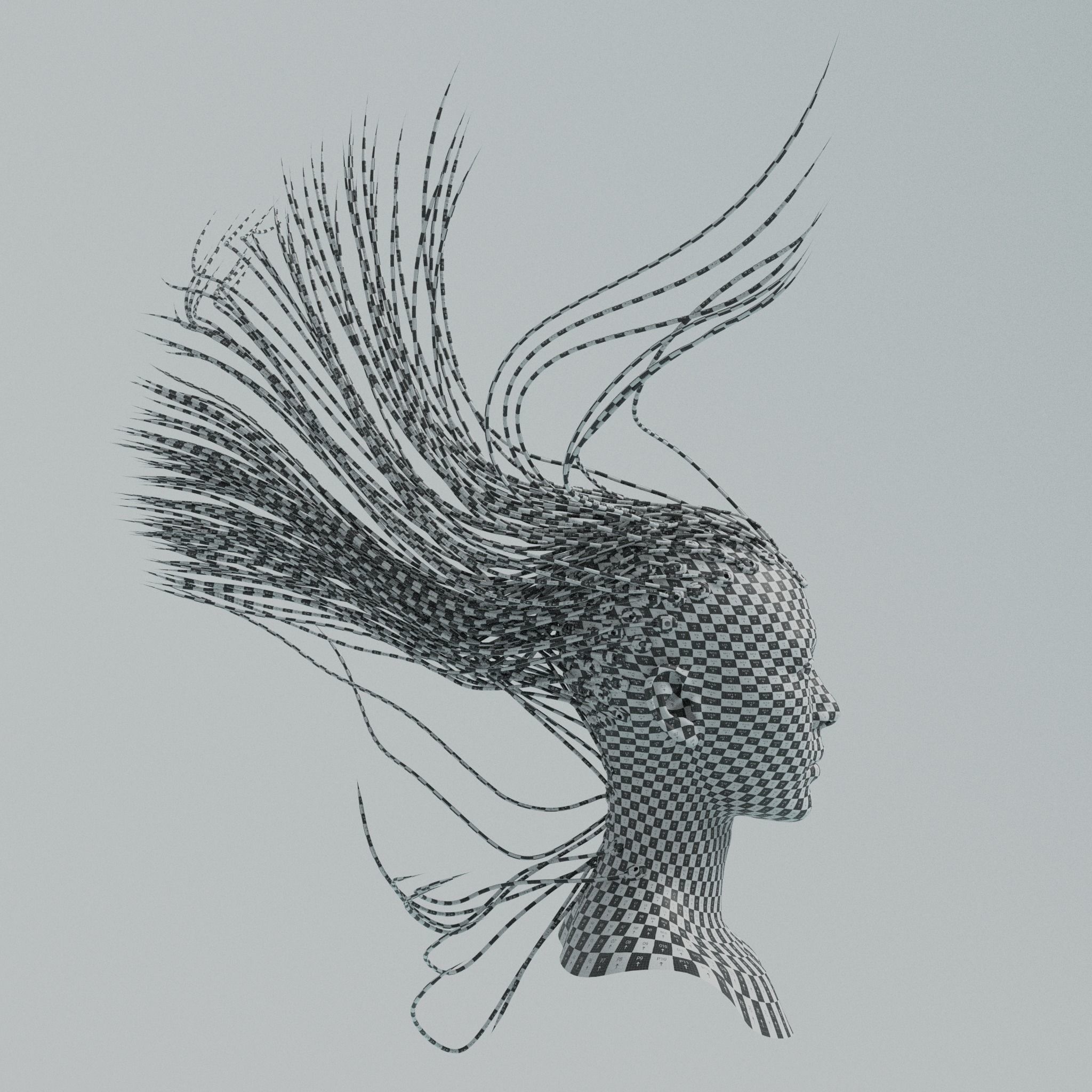 Cyborg Bionic Hair 3D model | CGTrader