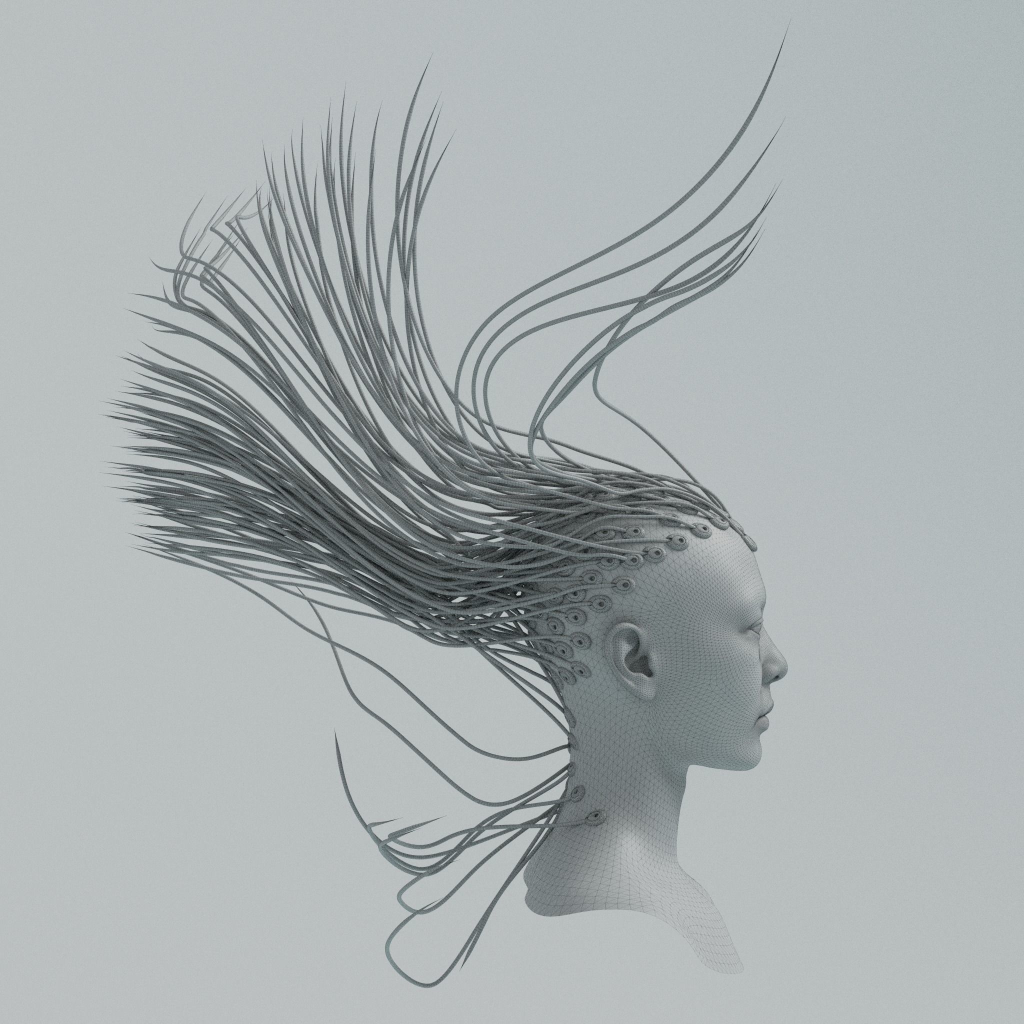 Cyborg Bionic Hair 3D model | CGTrader