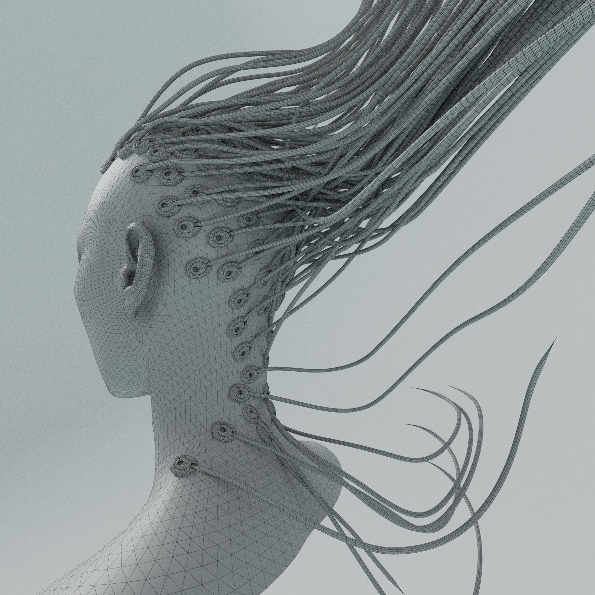 Cyborg Bionic Hair 3D model | CGTrader