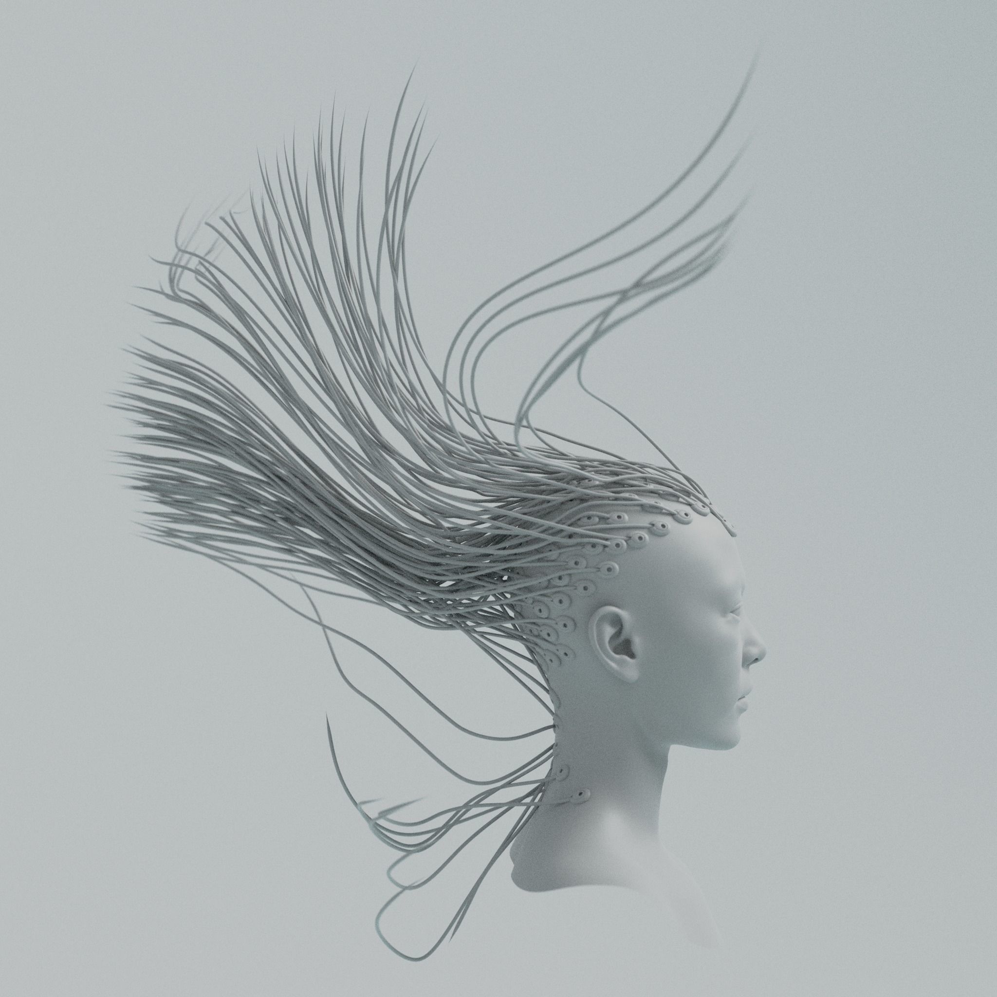 Cyborg Bionic Hair 3D model | CGTrader