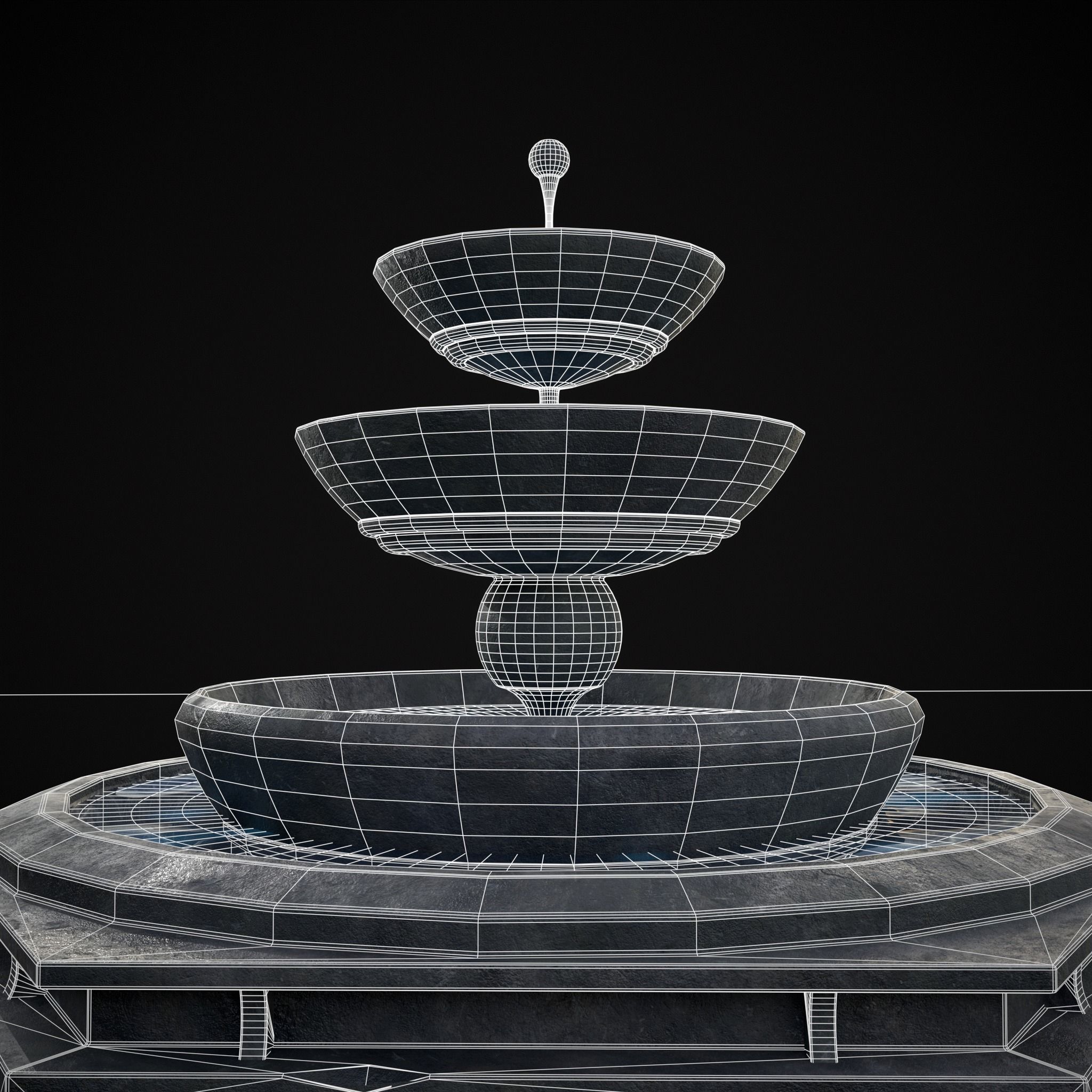 3D model Hexagon Multi Level Fountain VR / AR / low-poly | CGTrader