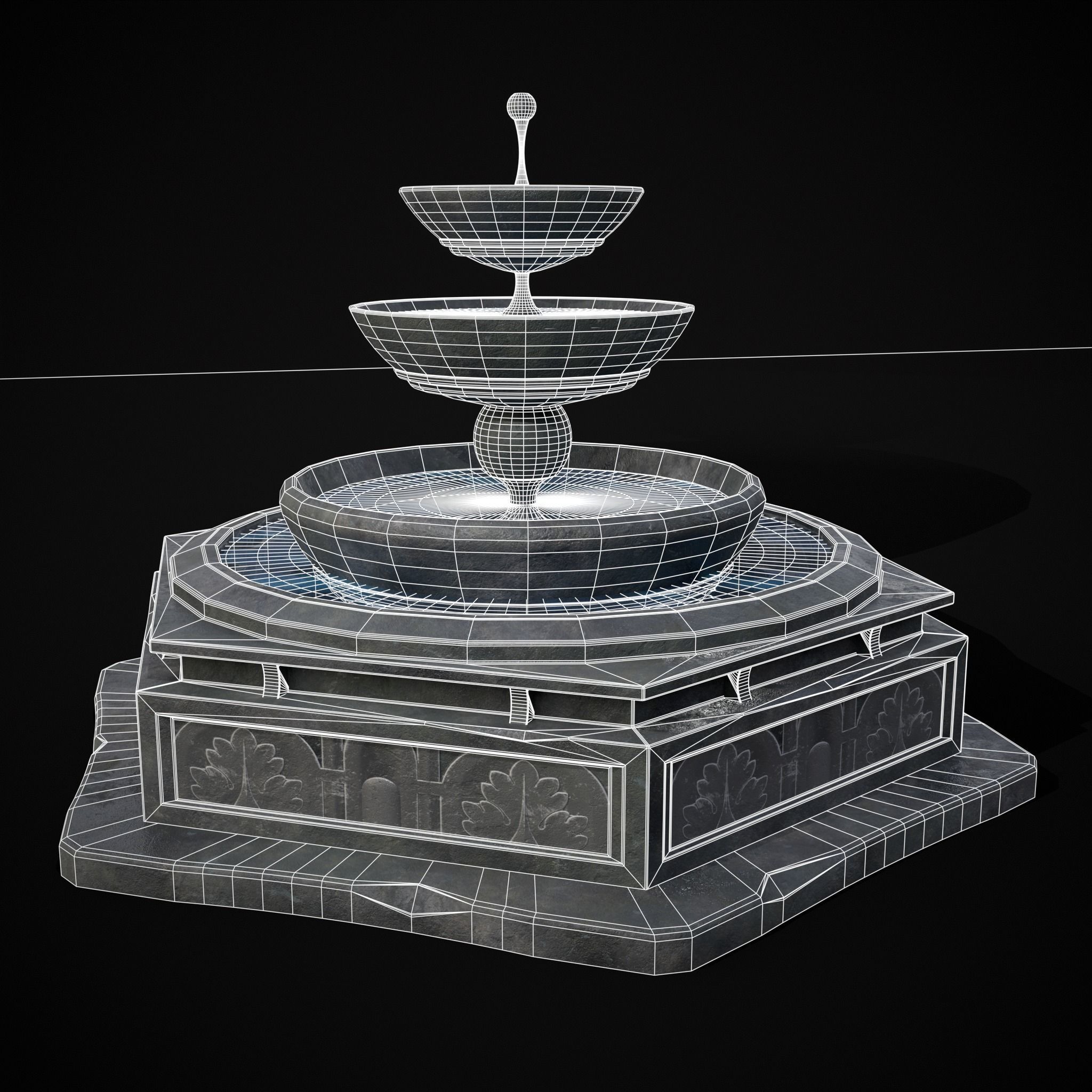3D model Hexagon Multi Level Fountain VR / AR / low-poly | CGTrader