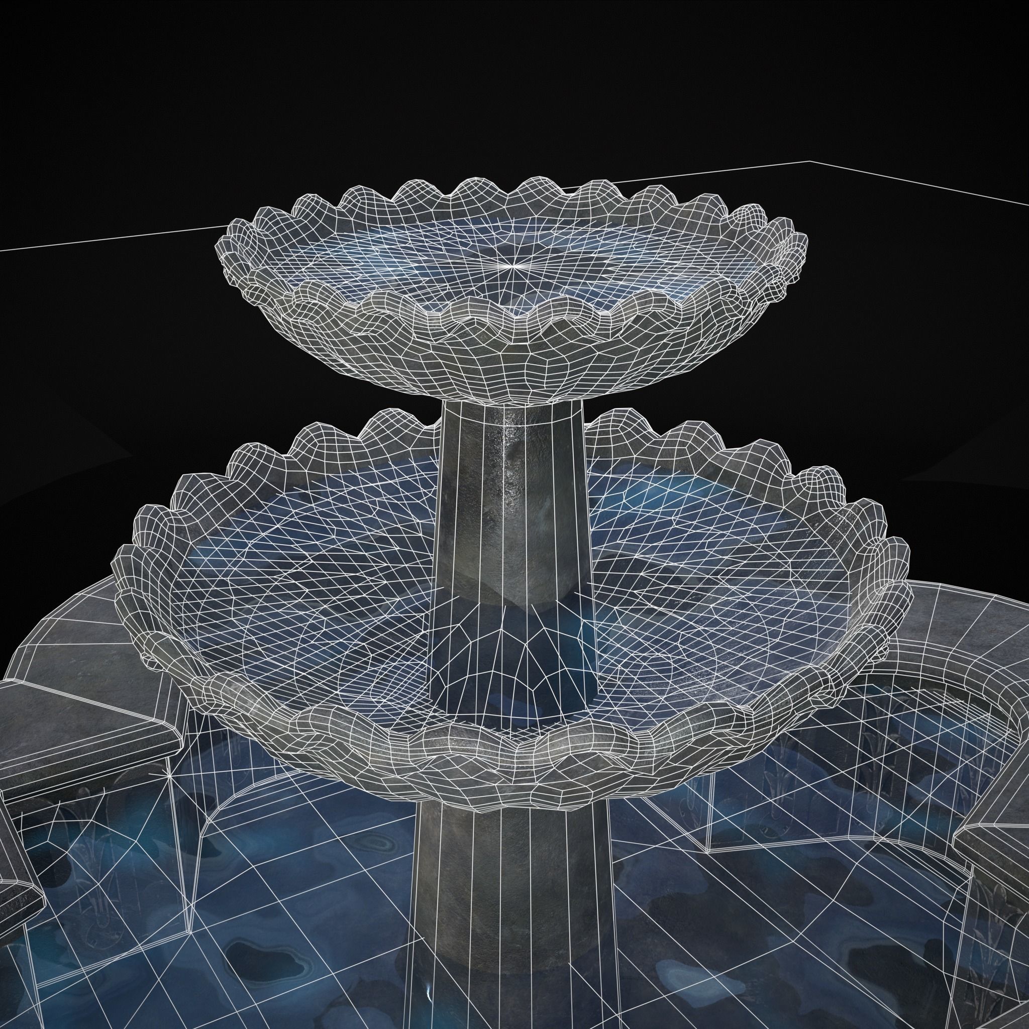 3D model Quatrefoil Multi Level Fountain VR / AR / low-poly | CGTrader