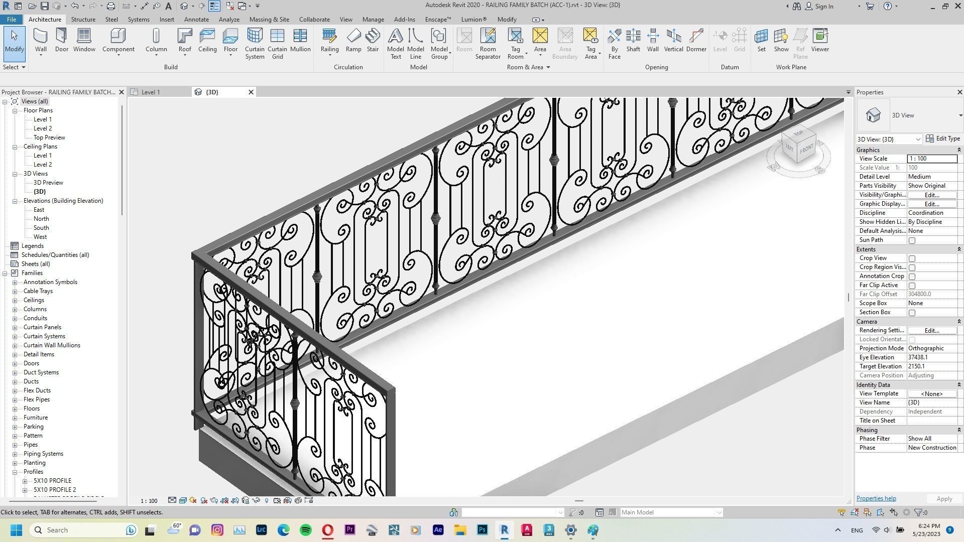 Railing Revit Family Batch 3D model | CGTrader