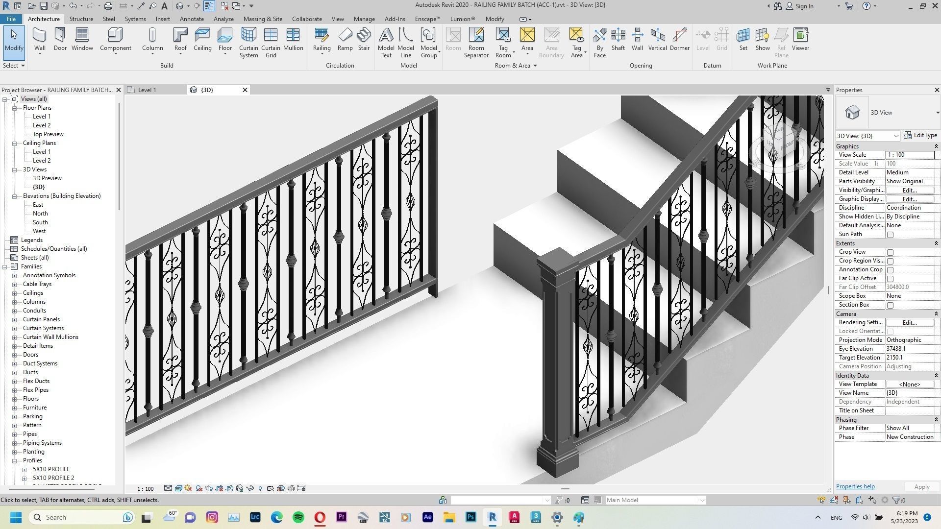 Railing Revit Family Batch 3D model | CGTrader