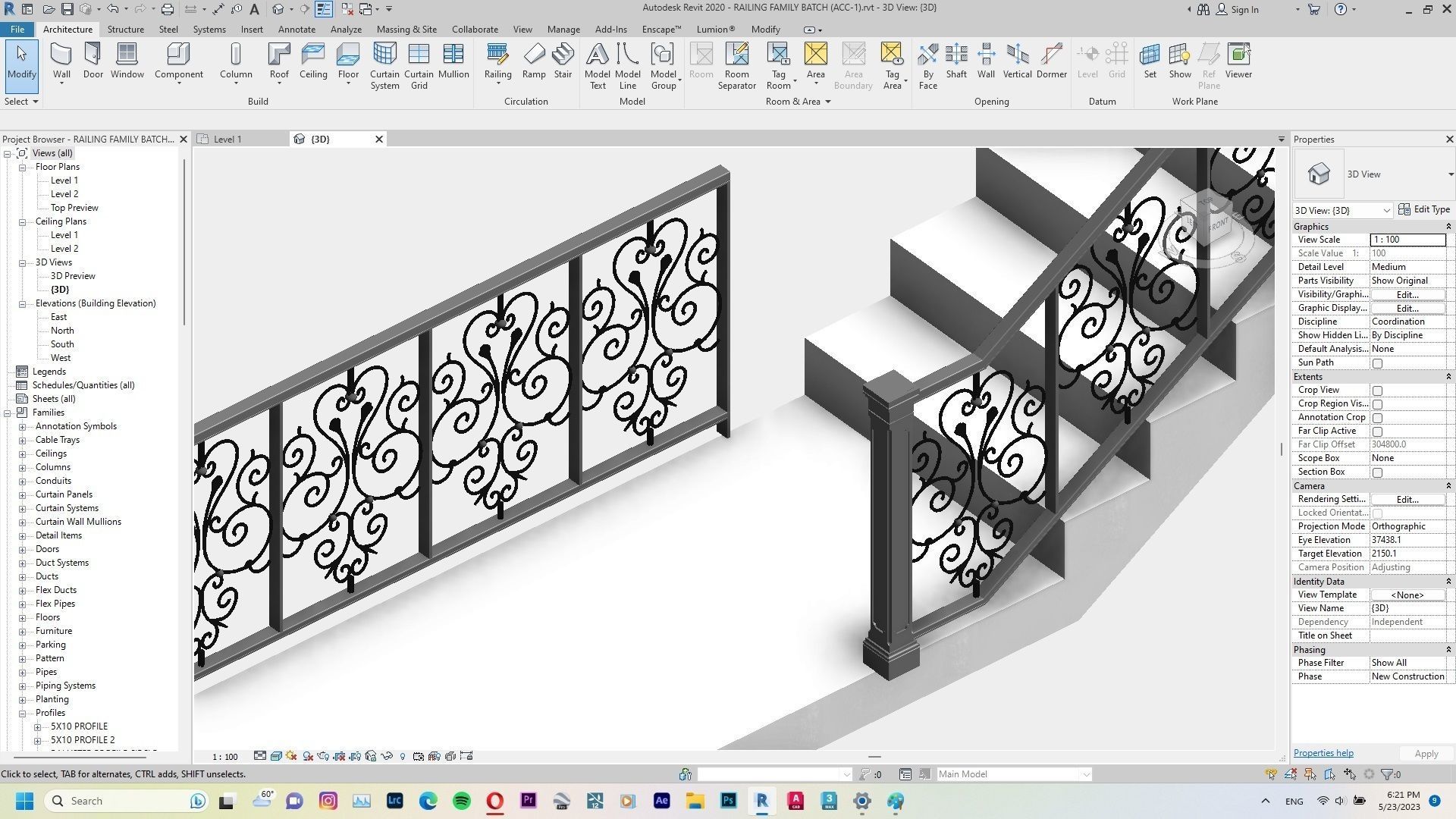 Railing Revit Family Batch 3D model | CGTrader