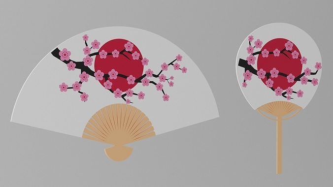 3D model Japanese Hand Fan 1 VR / AR / low-poly | CGTrader