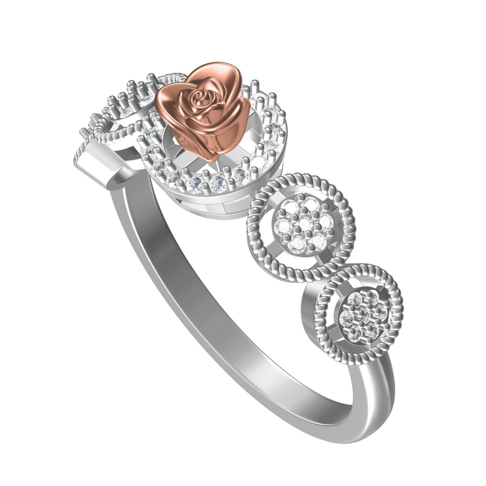 Beautiful Rose Flower Engagement Ring for Women 3D model 3D printable ...
